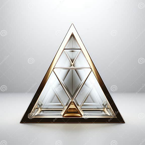 A Triangular Glass Display Case with a Gold Frame. Stock Illustration ...