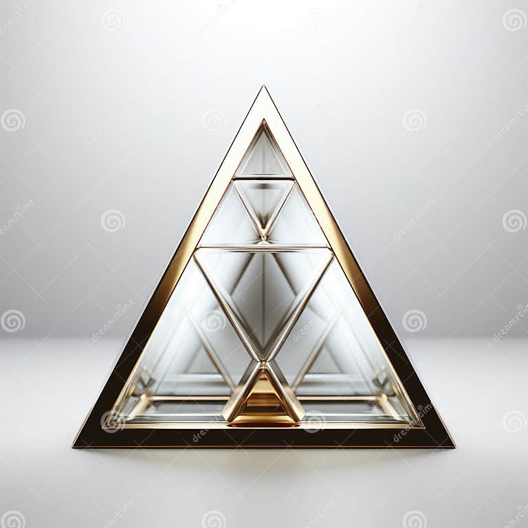 A Triangular Glass Display Case with a Gold Frame. Stock Illustration ...