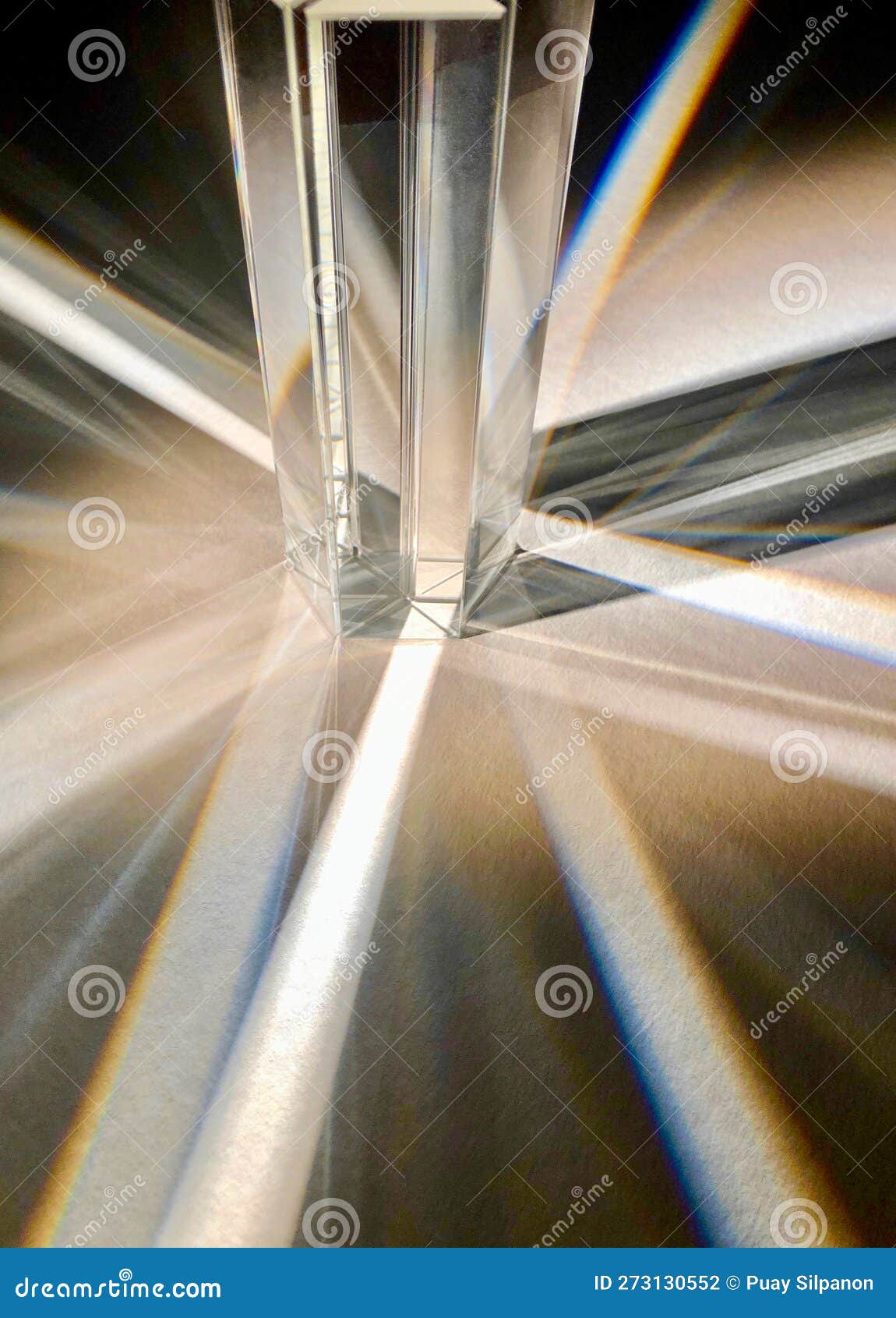 Triangular Glass Prisms Refract Beam of Light into Spectrums. Stock ...