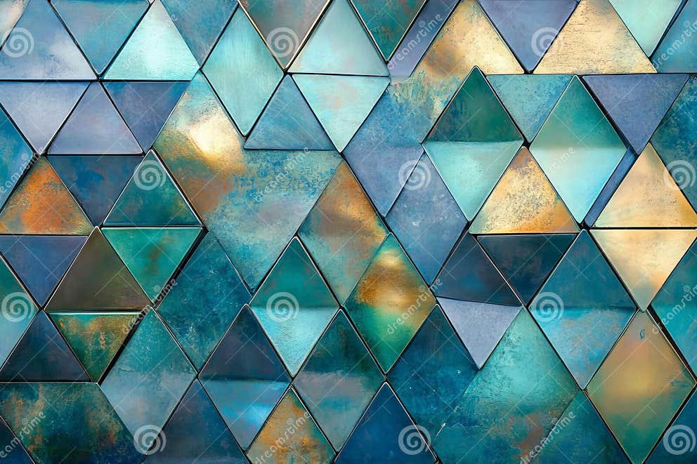 Triangular Glass Tiles with a Reflective, Textured Pattern Stock Image ...