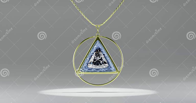 Triangular Gold Necklace with Diamonds 3D. Stock Illustration ...