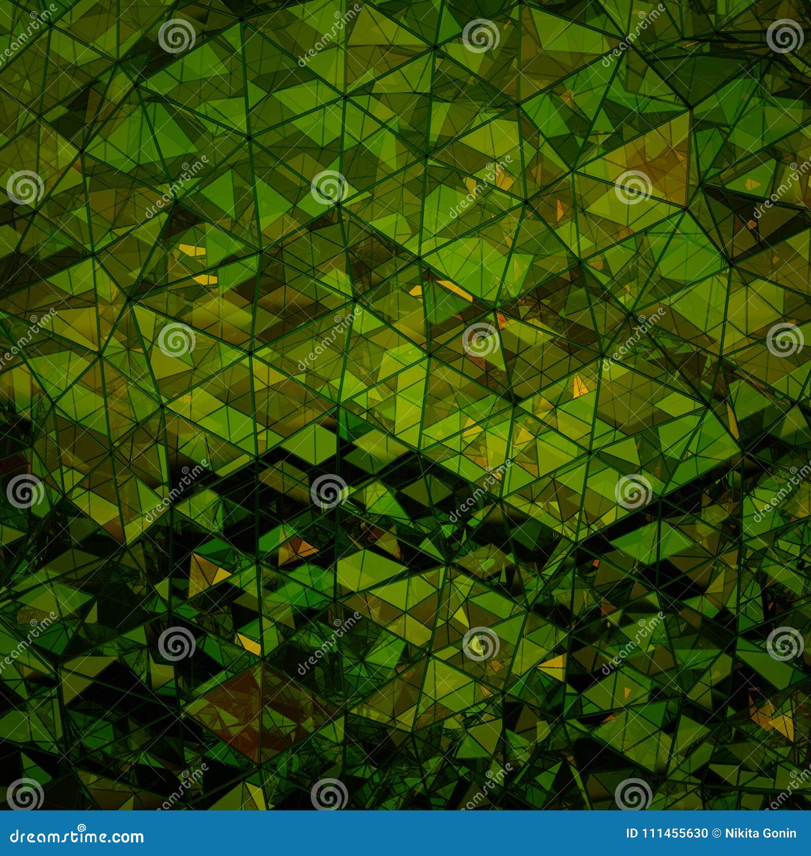 Triangular Green Glass Polygonal Shape 3D Rendering Stock Illustration ...