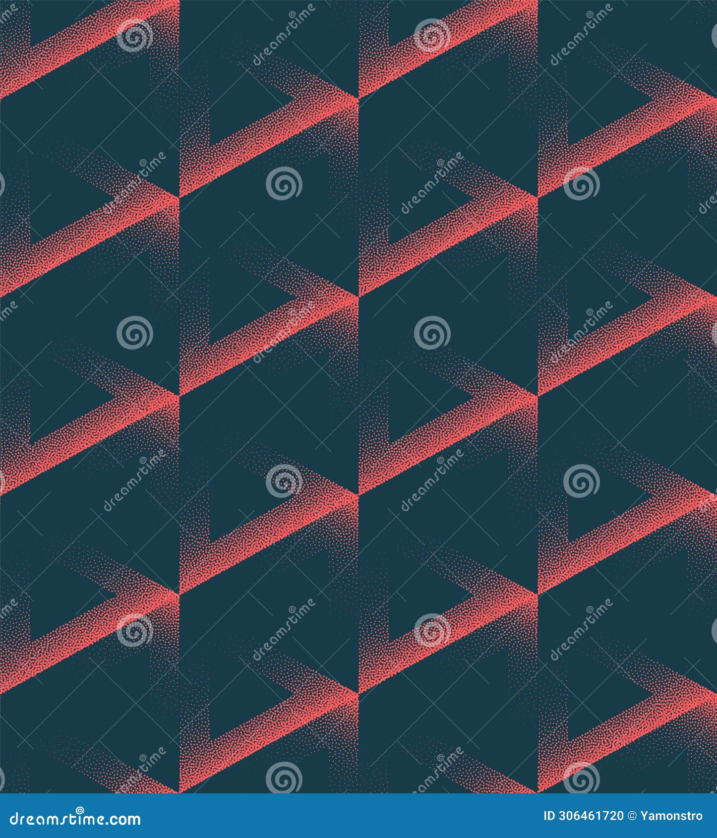 Triangular Grid Structure Seamless Pattern Trendy Vector Red Abstract ...