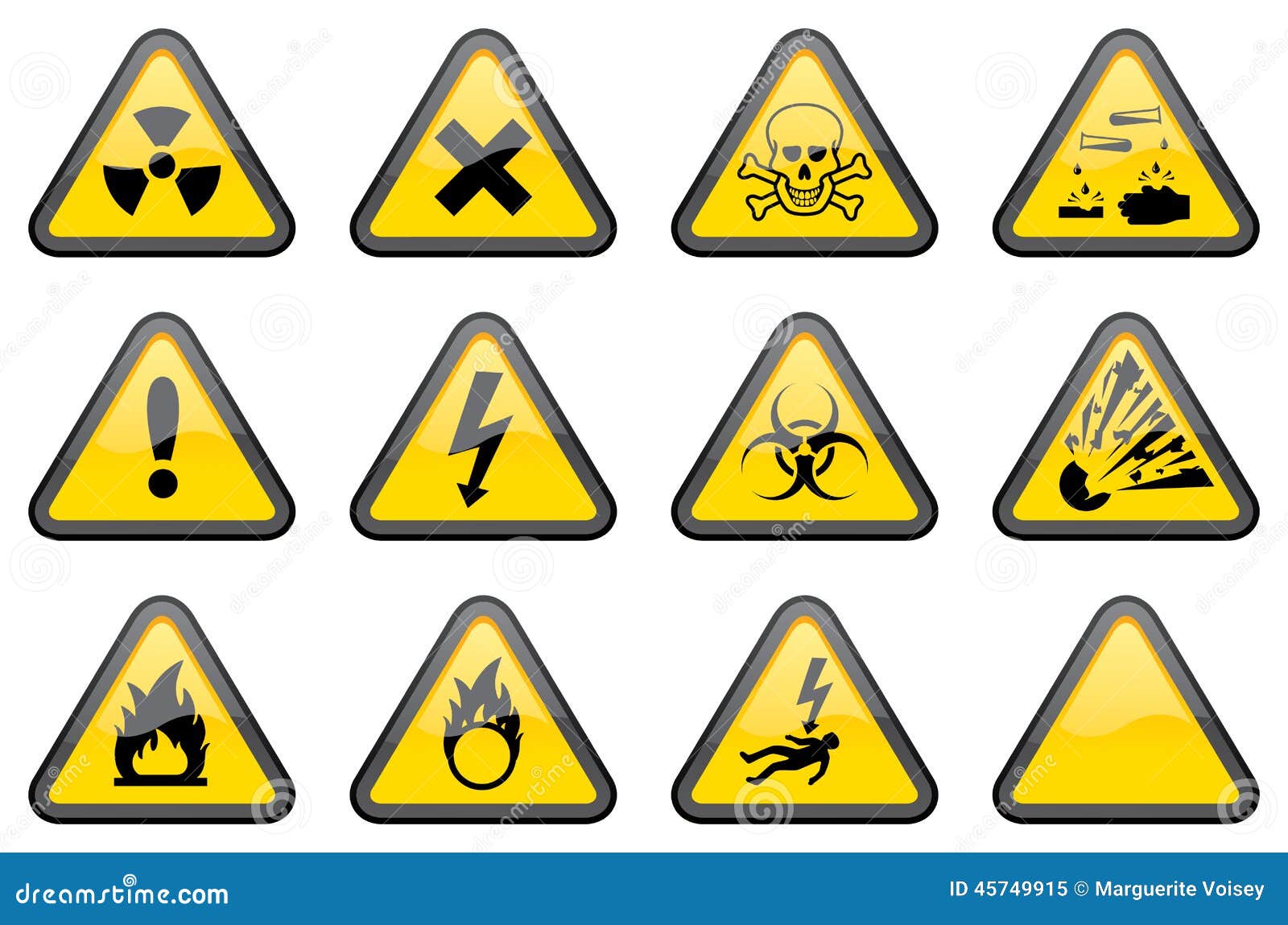 Triangular Hazard Signs stock vector. Illustration of flammable - 45749915
