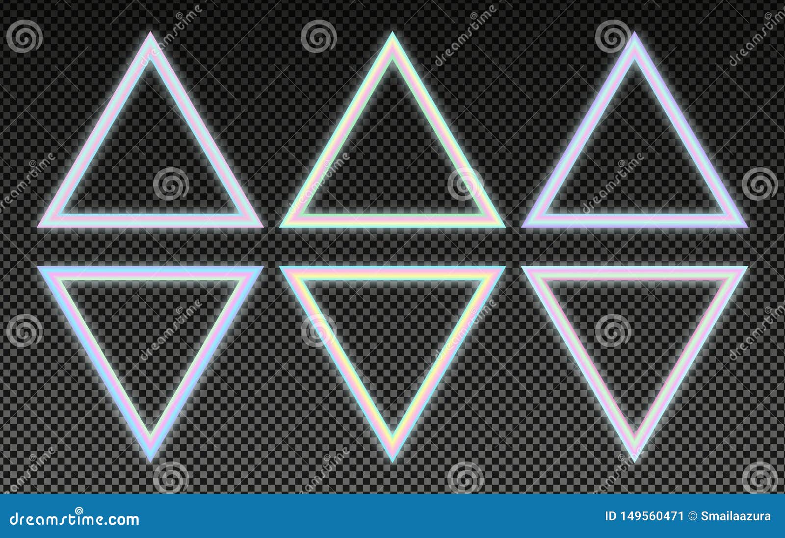 Triangular Holographic Frames Set in Psychedelic Vaporwave Style ...