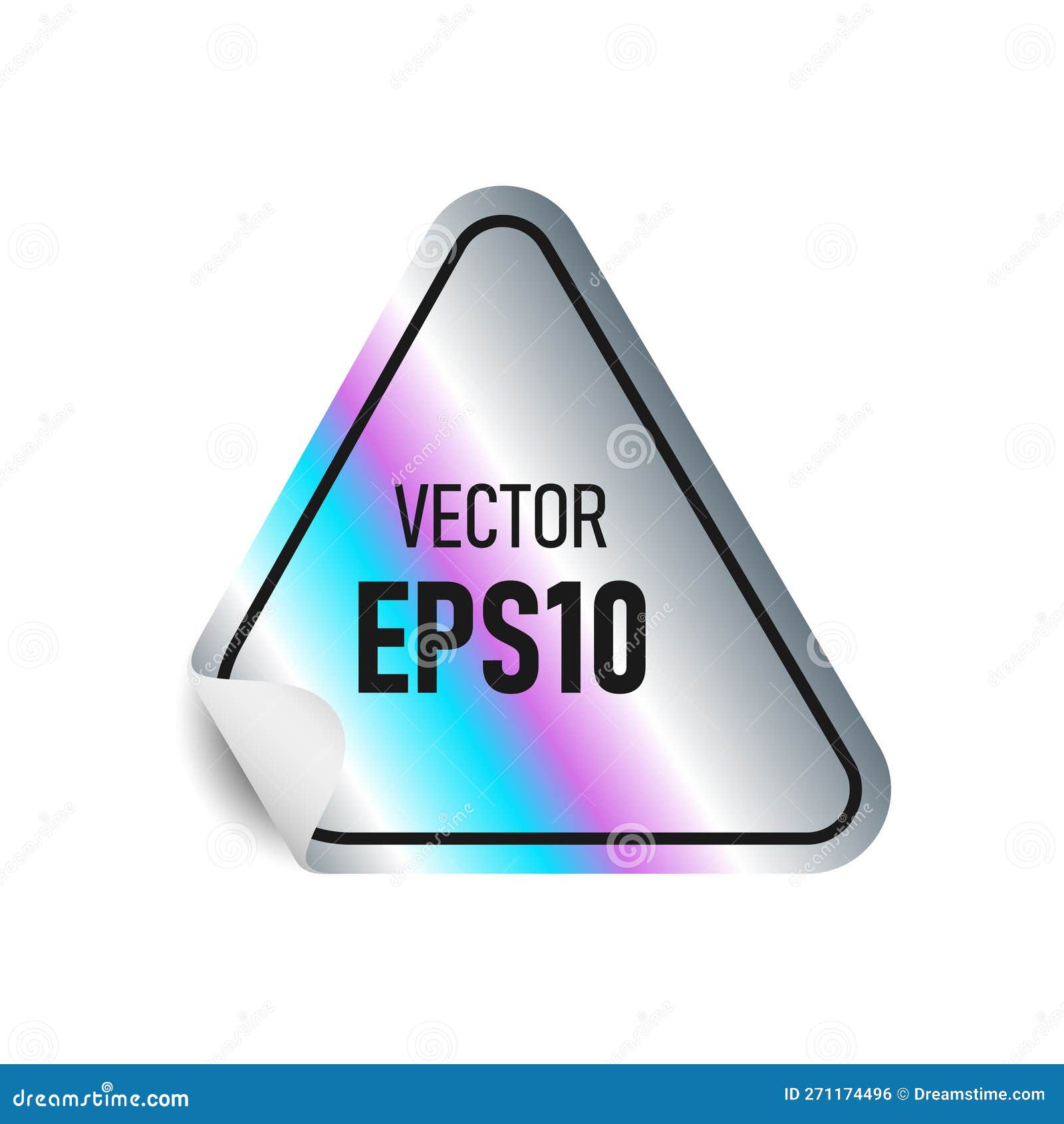 Triangular Holographic Sticker with Curled Corner Isolated on White ...
