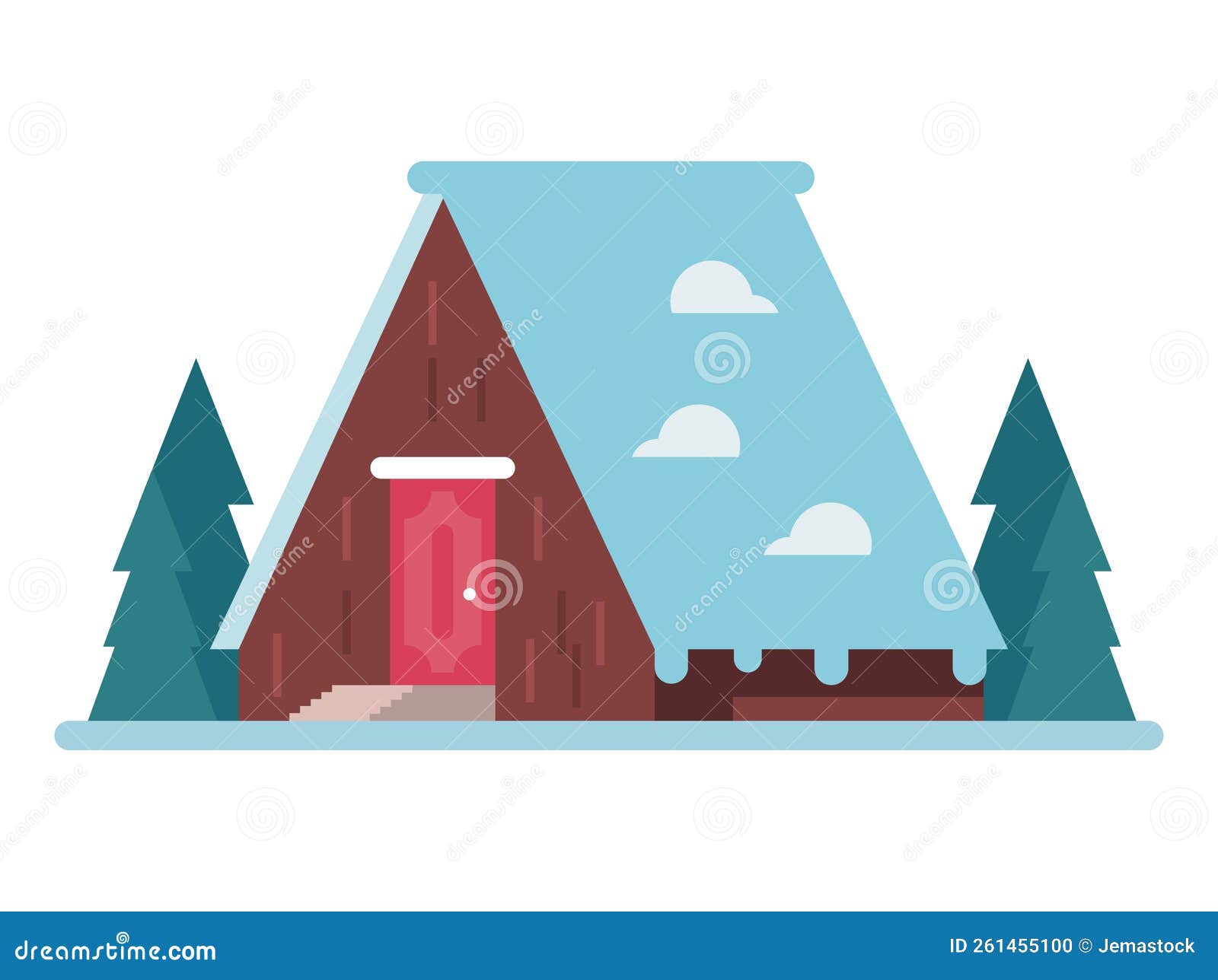 Triangular house with snow stock illustration. Illustration of building ...