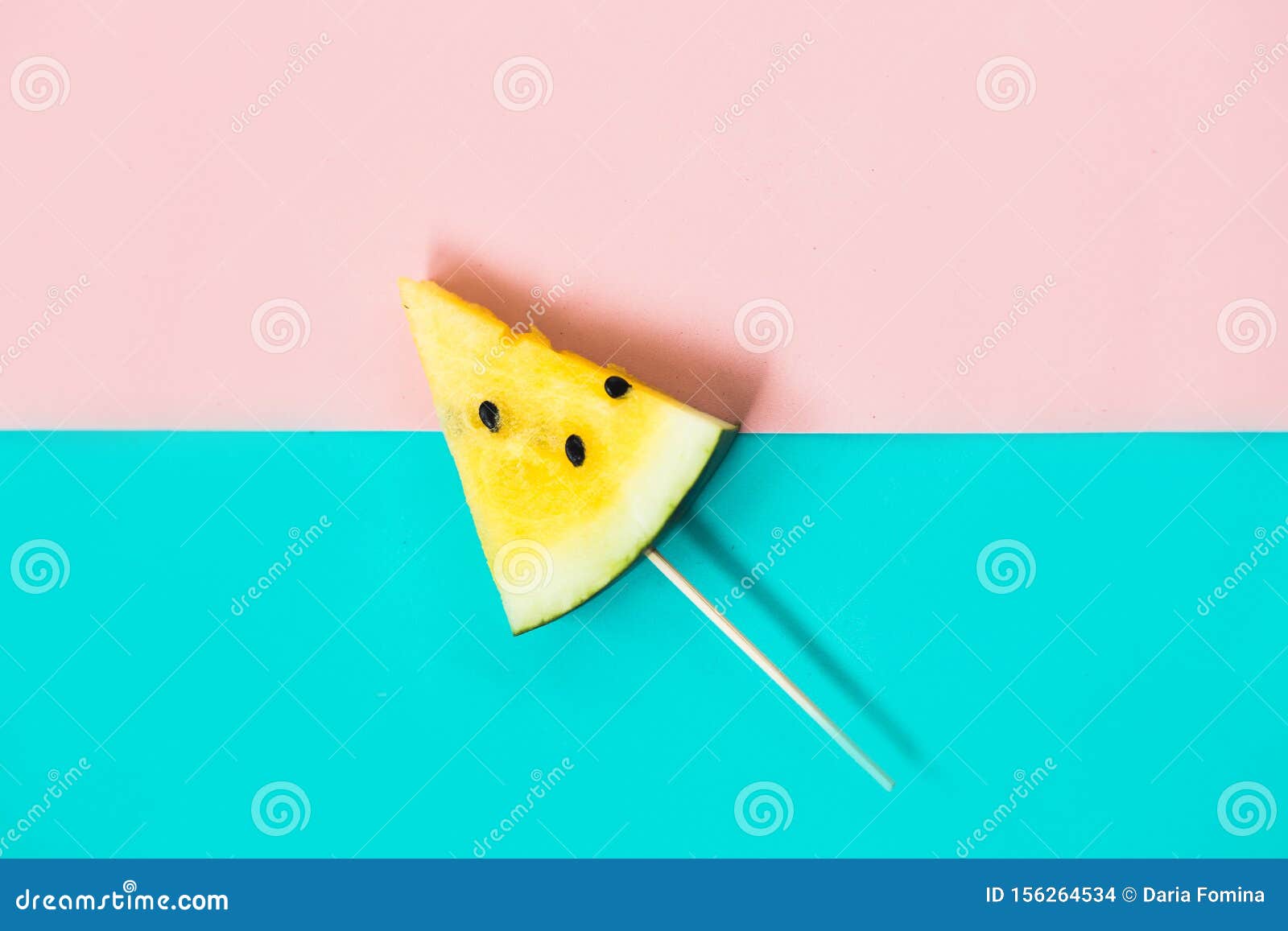 Triangular Ice Cream Slices on a Stick of Ripe Yellow Watermelon Stock ...