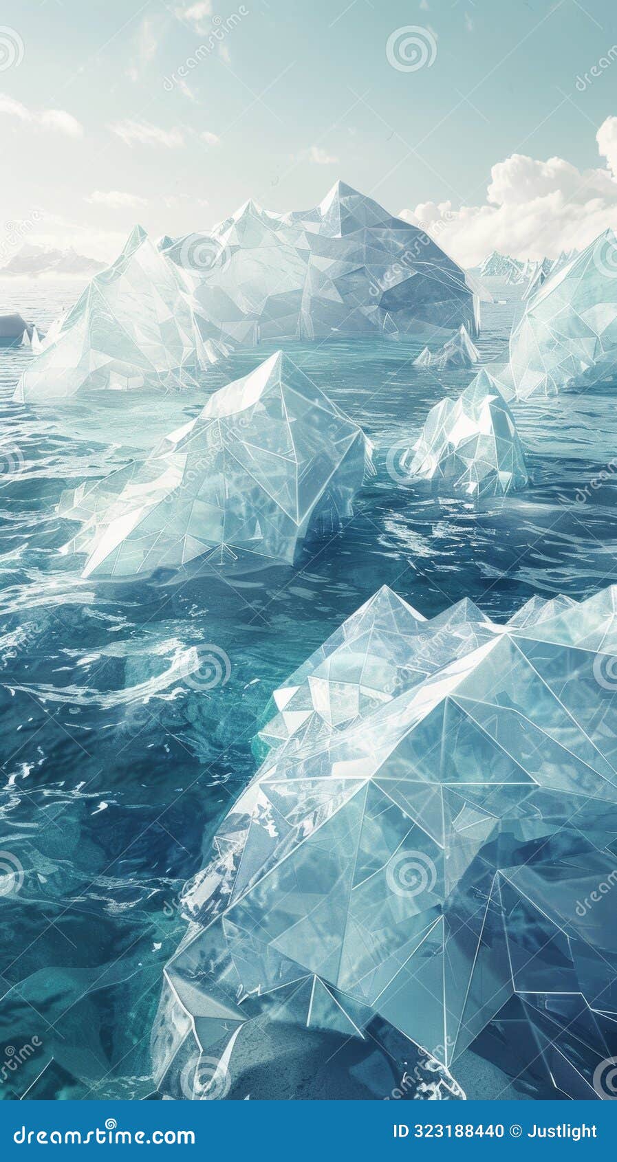 Triangular Icebergs Breaking through the Surface of a Polygonal Sea ...
