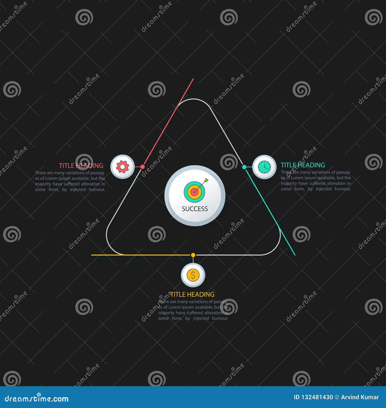 Triangular Infographics, Three Step Process, Multicolor Infographics ...