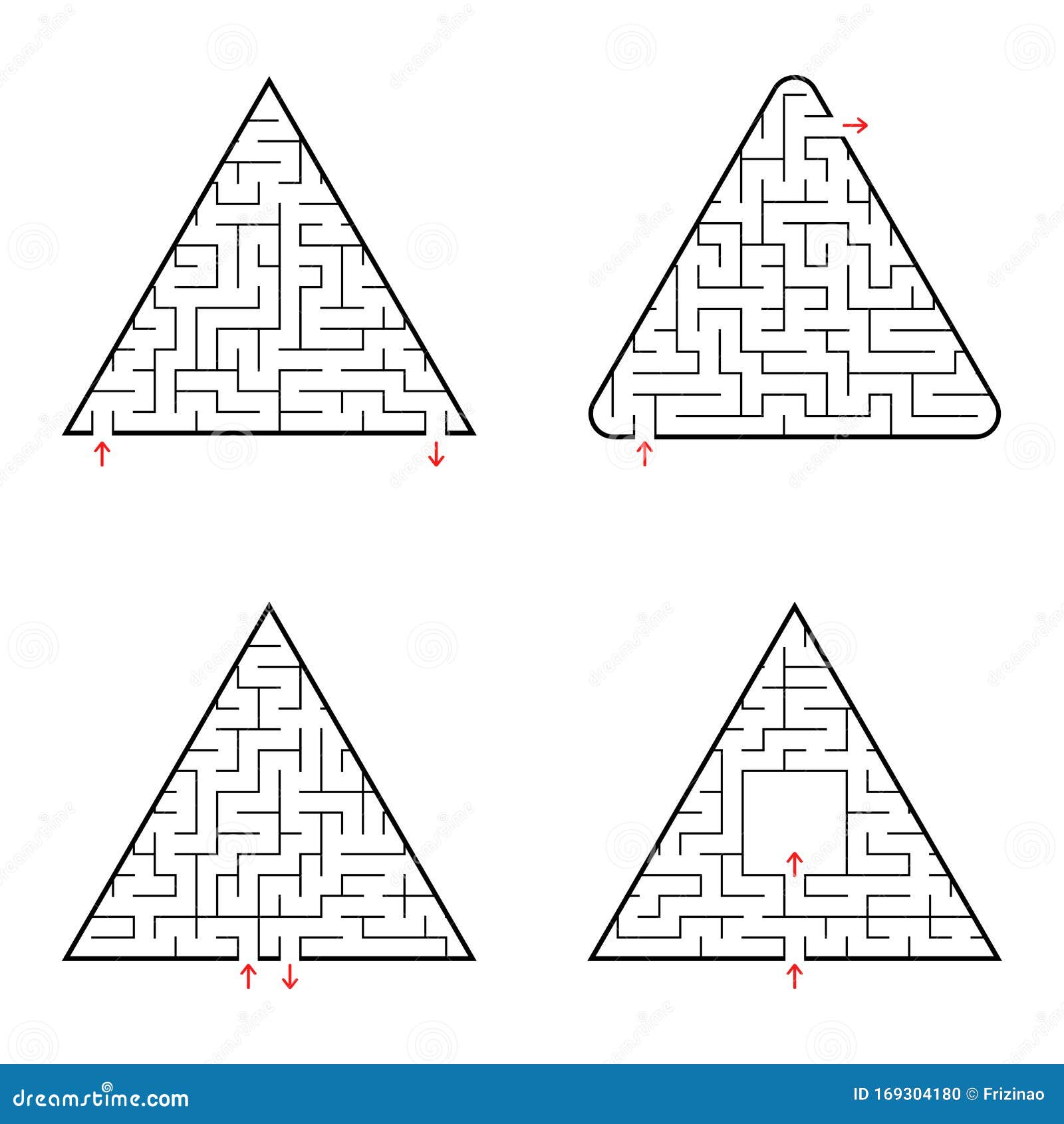 Labyrinth With Four Entrances. Find The Right Way And Reach The Exit Of ...