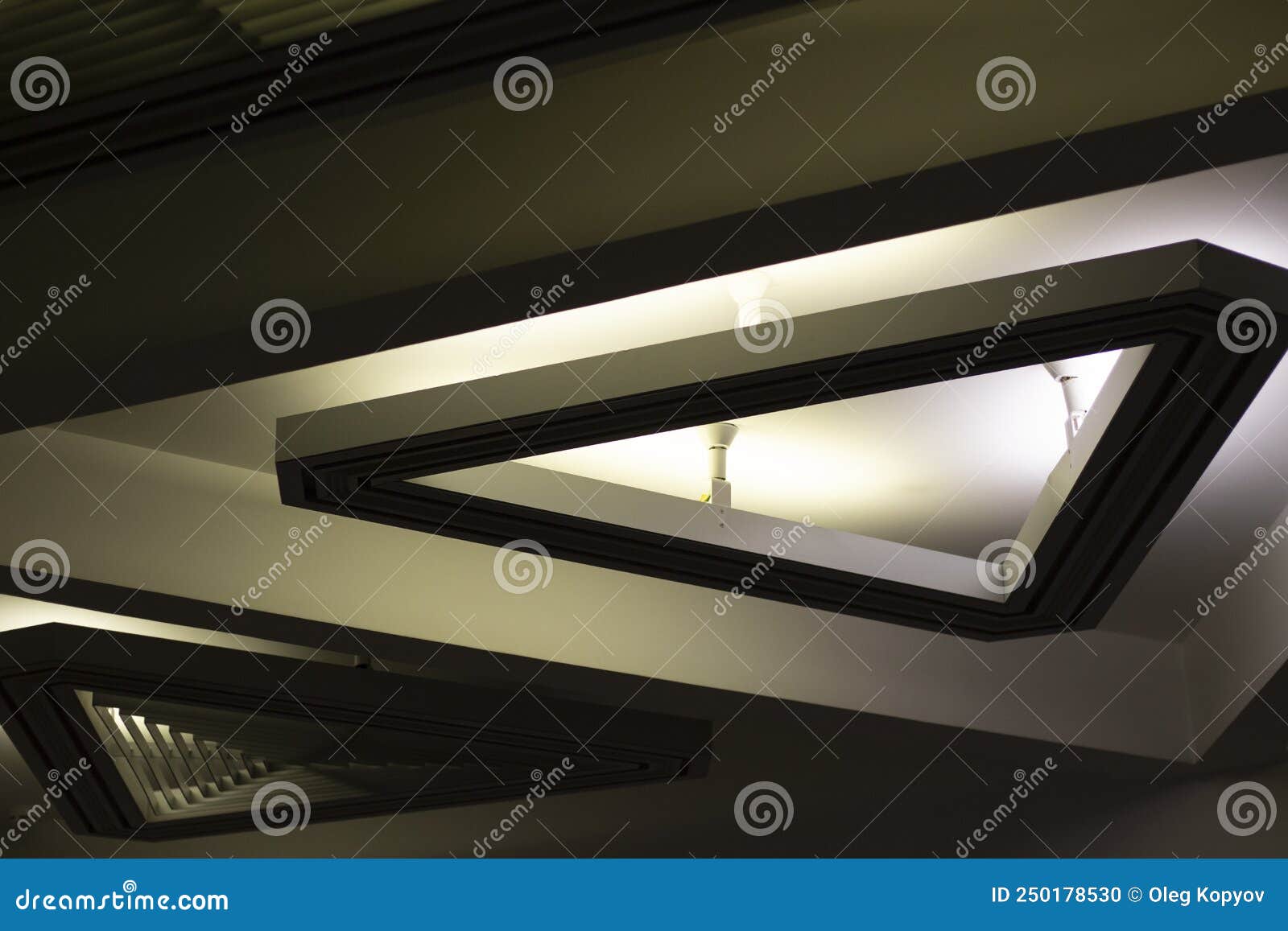 Triangular Lamp in Interior. Design of Lighting Device Stock Photo ...
