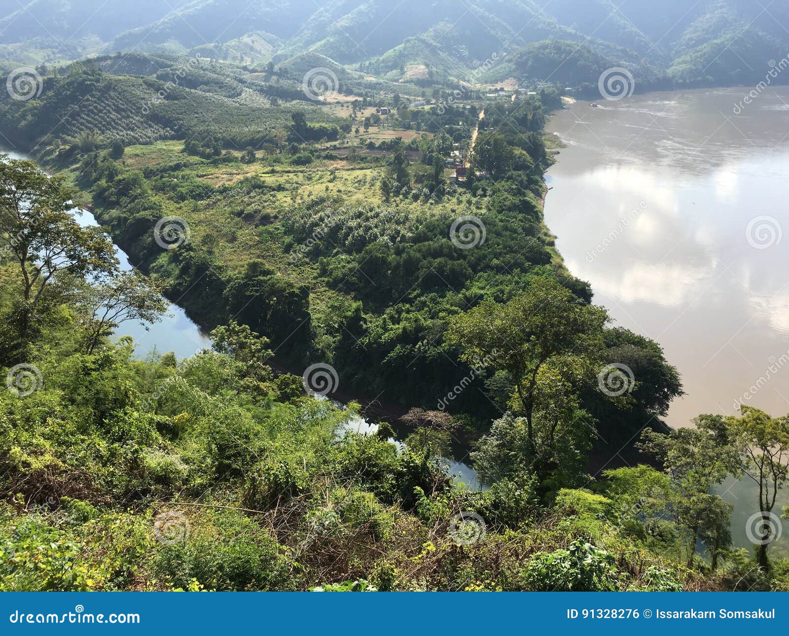 Triangular Land Along the Mekong River Stock Photo - Image of light ...