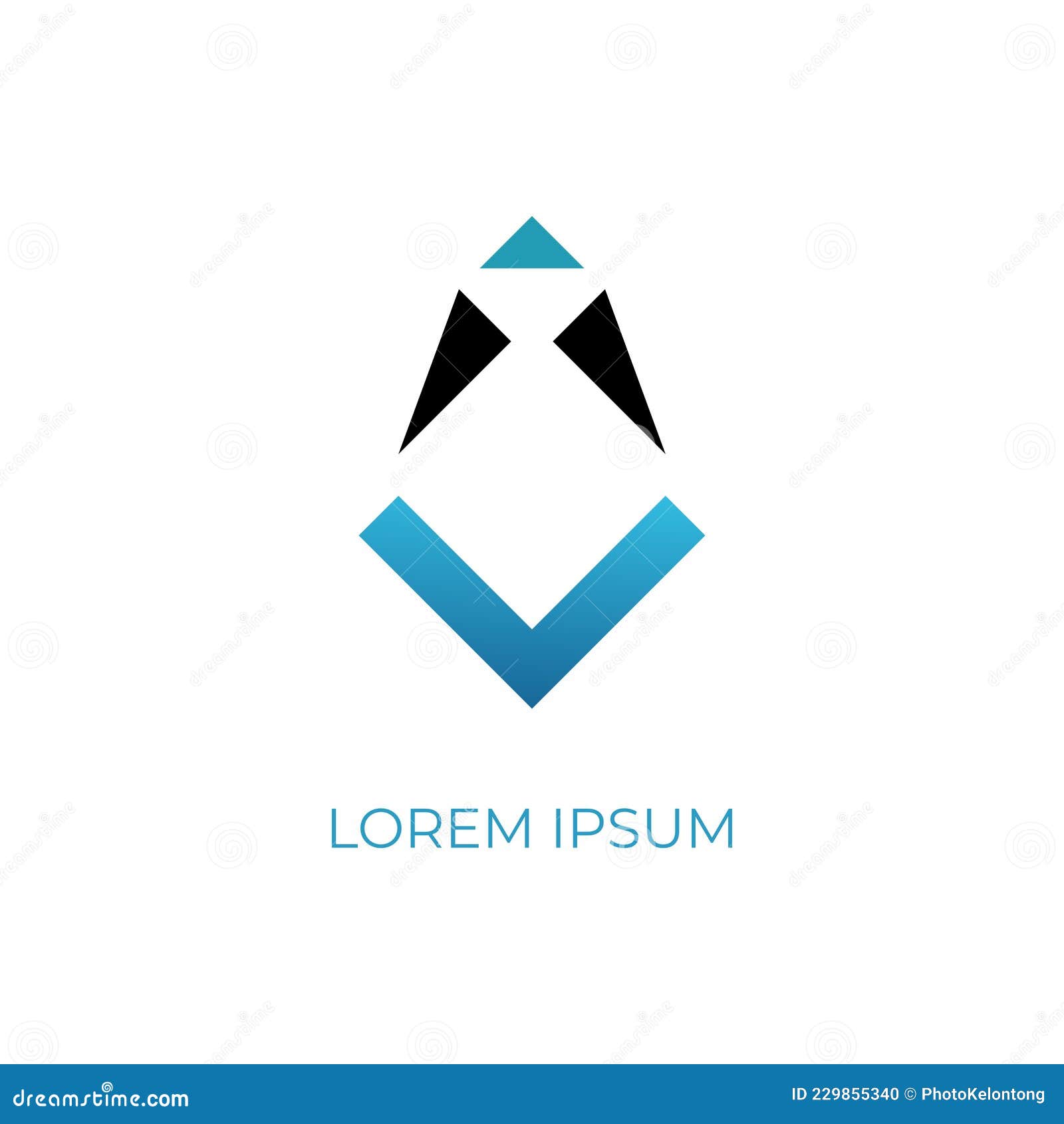 Triangular logo stock vector. Illustration of flat, blue - 229855340