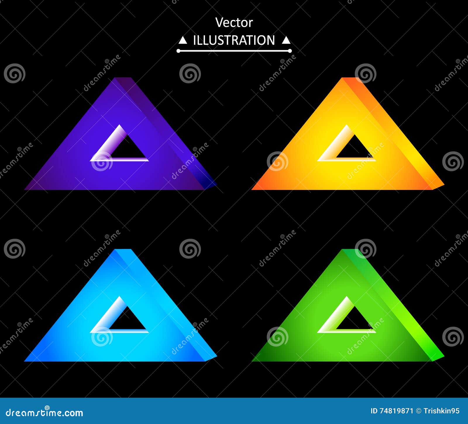 Triangular logo set stock vector. Illustration of impossible - 74819871