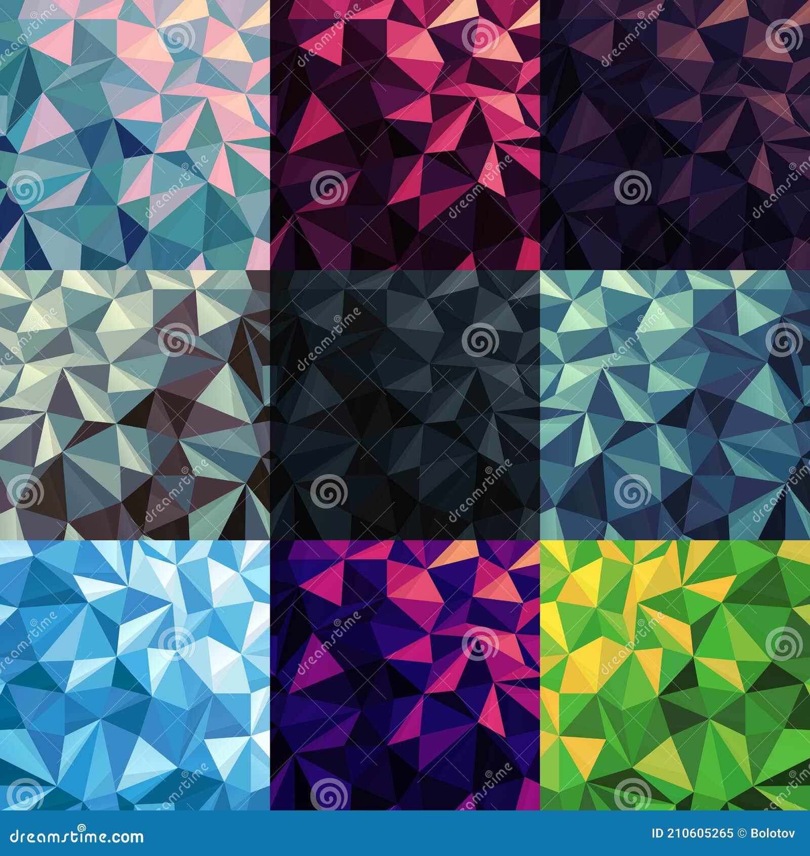 Triangular Low Poly Backgrounds Set. Different Colors Stock Vector ...