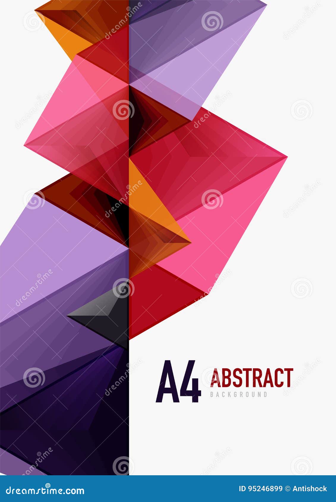 Triangular Low Poly Vector A4 Size Geometric Abstract Template Stock ...