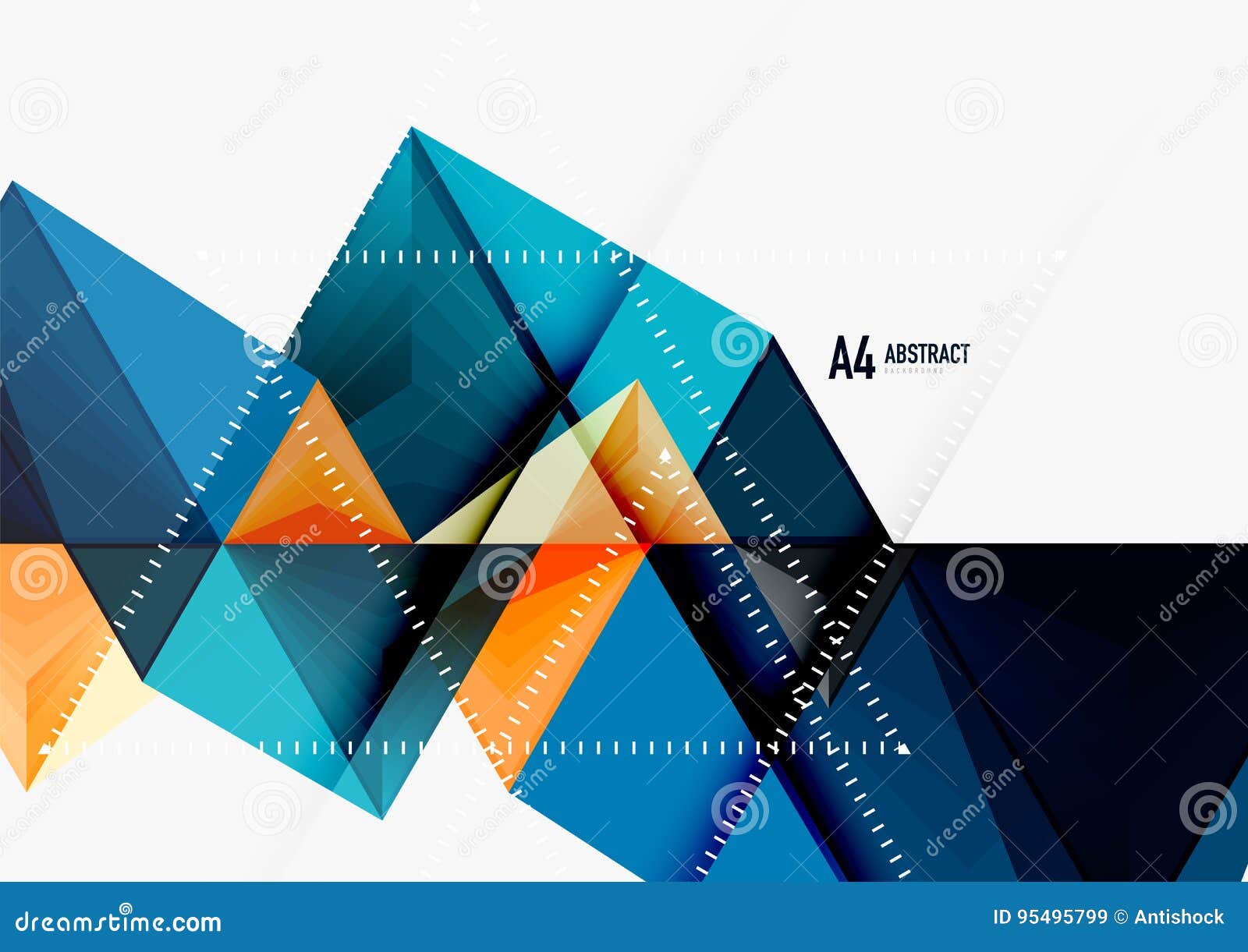 Triangular Low Poly Vector A4 Size Geometric Abstract Template Stock ...