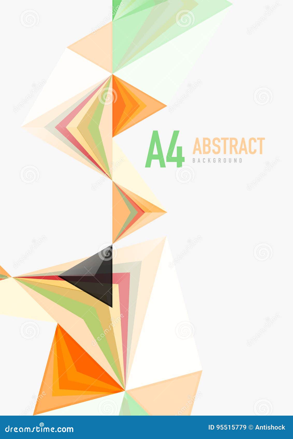 Triangular Low Poly Vector A4 Size Geometric Abstract Template Stock ...