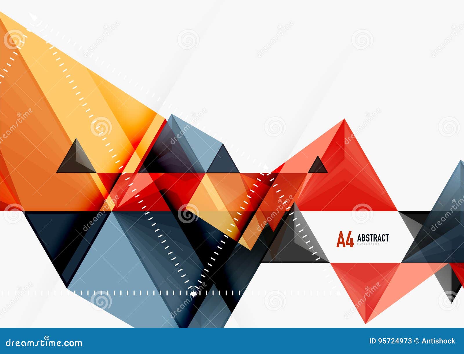 Triangular Low Poly Vector A4 Size Geometric Abstract Template Stock ...