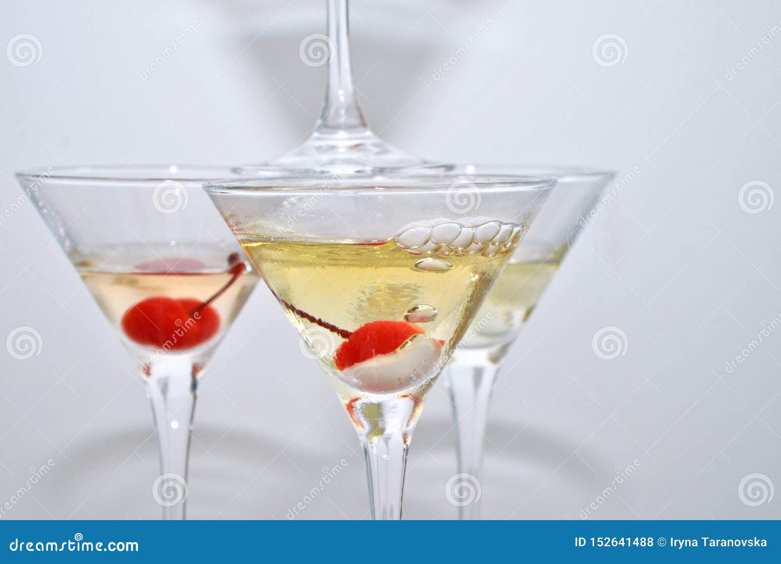 Three Martini Glasses, with Cherries and Liquid Nitrogen, Creating ...
