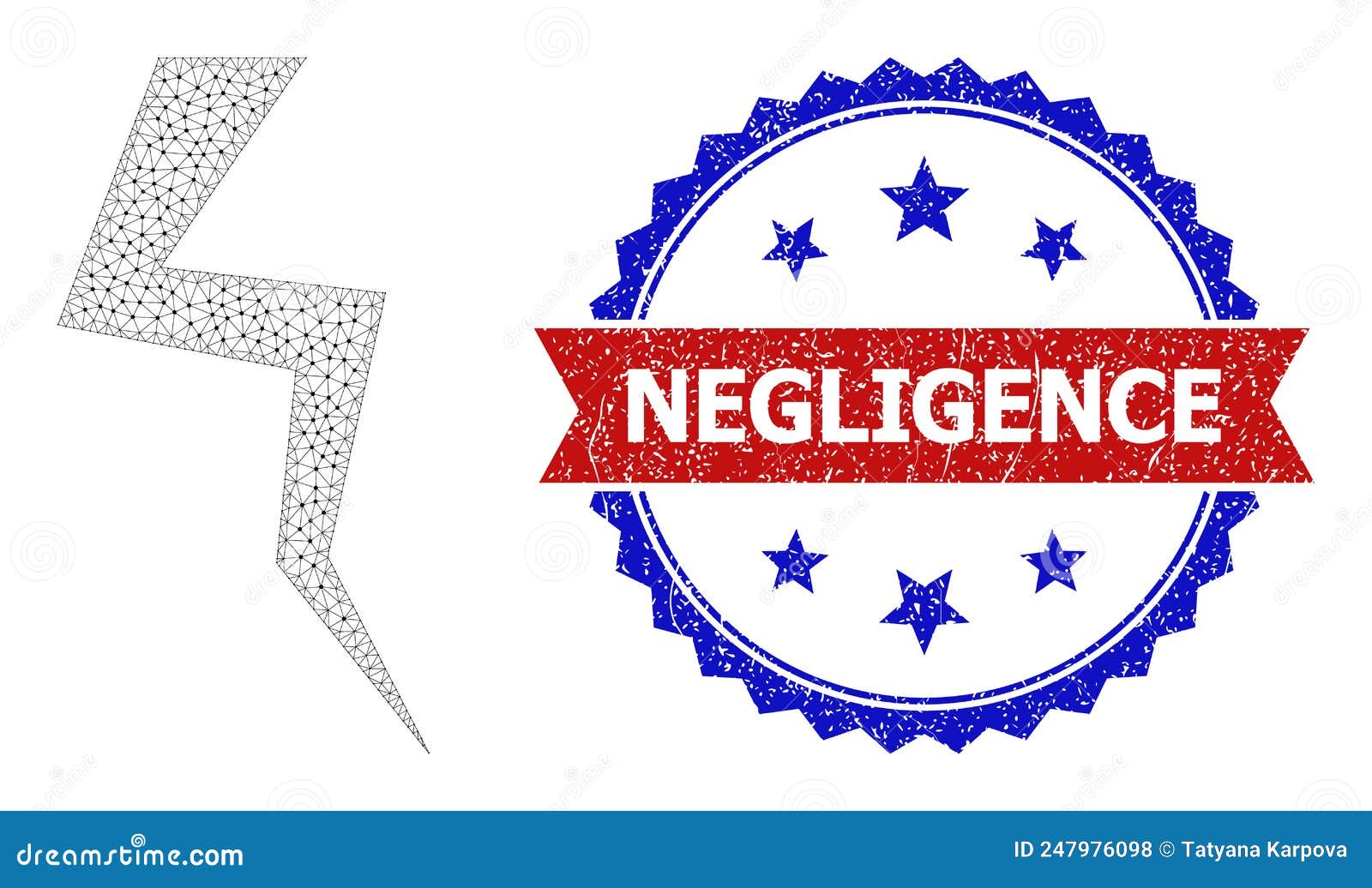 Triangular Mesh Crack Icon and Scratched Bicolor Negligence Stamp Stock ...