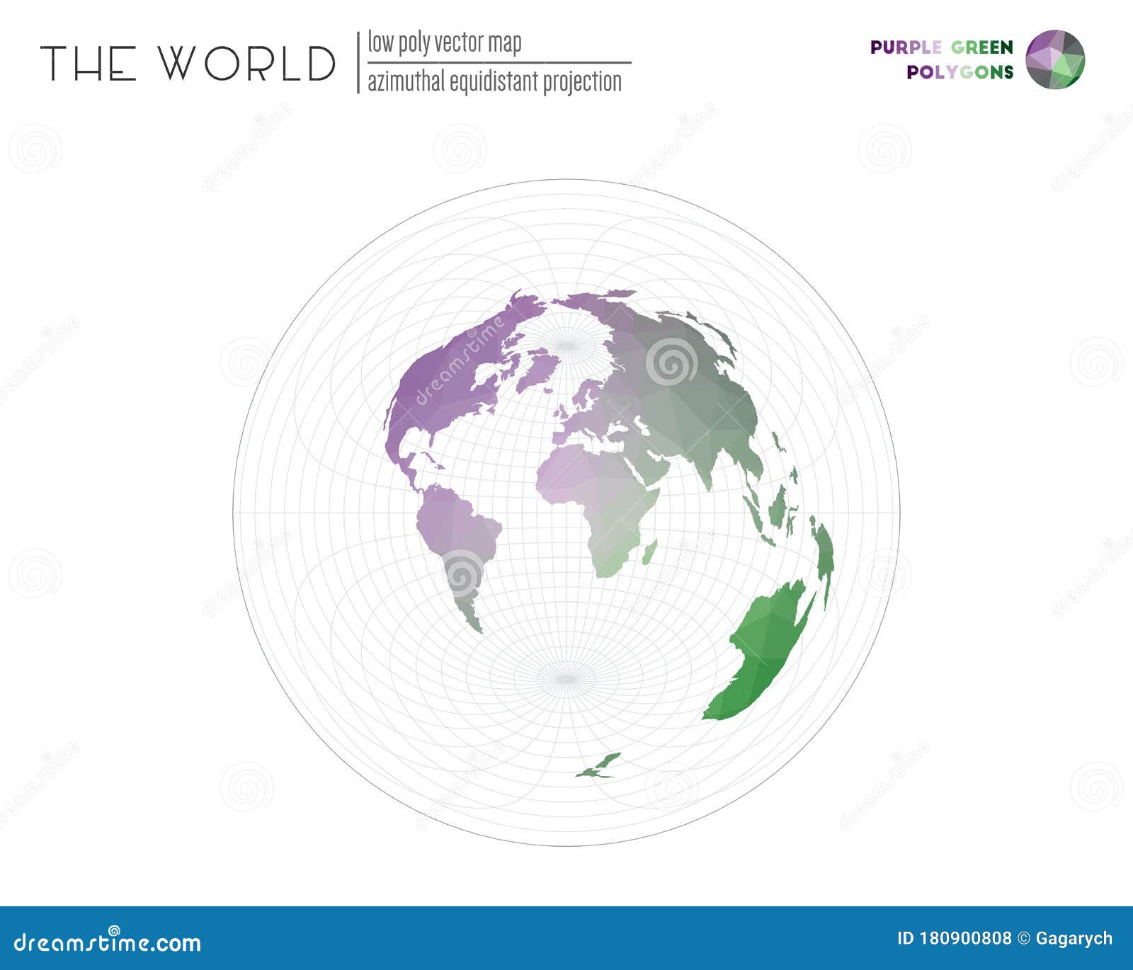 World Map. Azimuthal Equidistant Projection. Vector Illustration ...