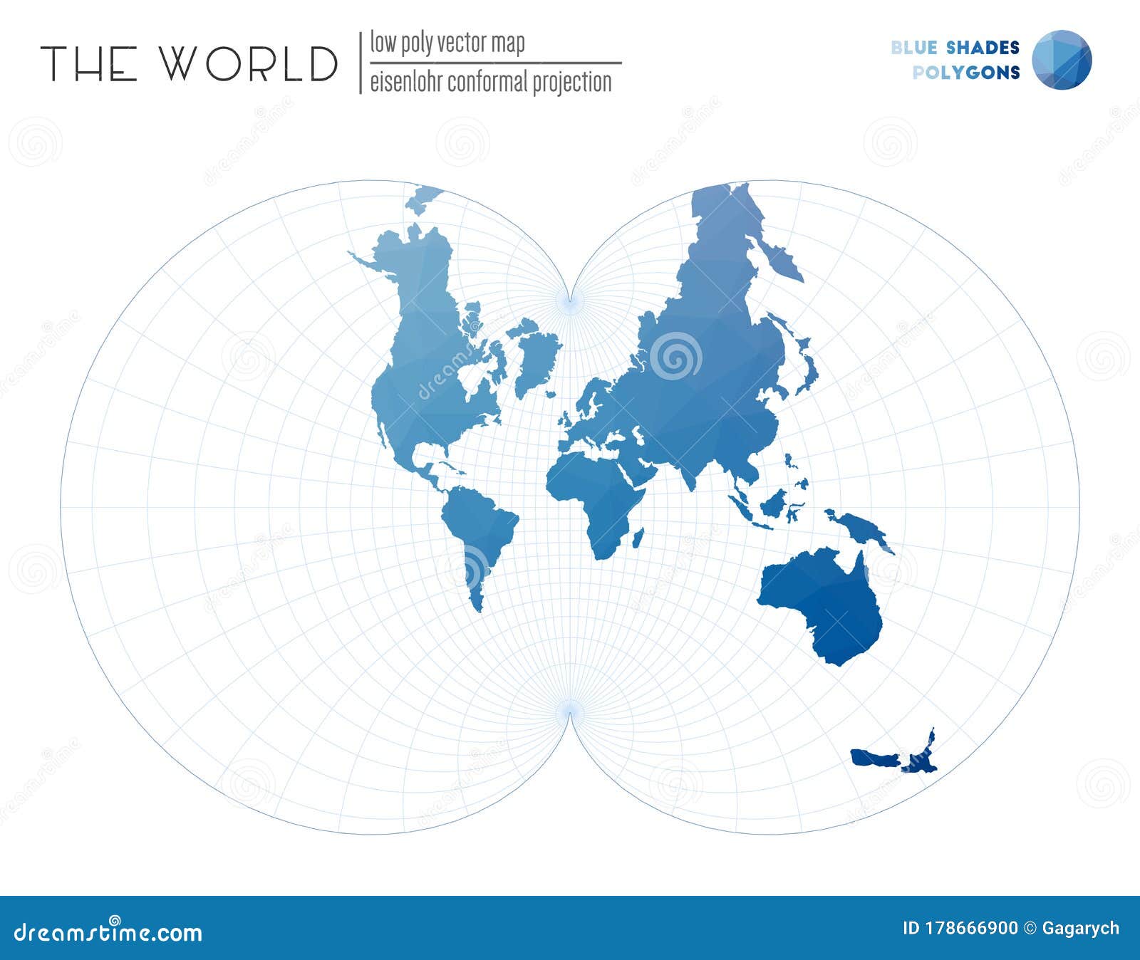 World Map. Eisenlohr Conformal Projection. Cartoon Vector ...
