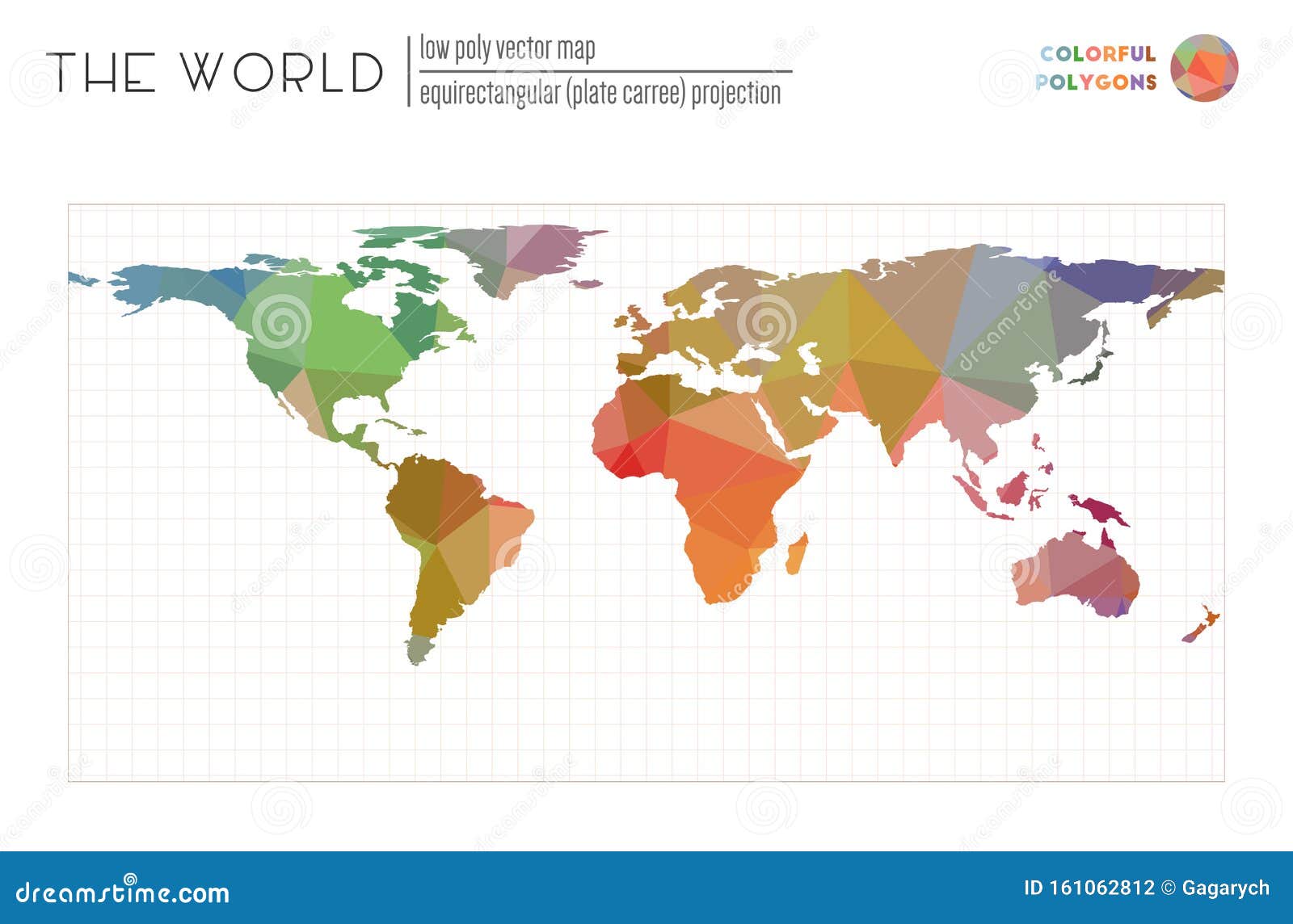 World Map. Equirectangular Plate Carree. Vector Illustration ...
