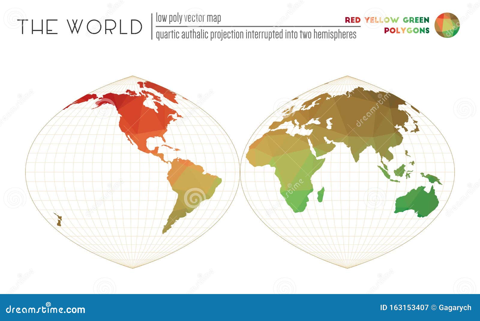 World Map. Quartic Authalic Projection. Vector Illustration ...