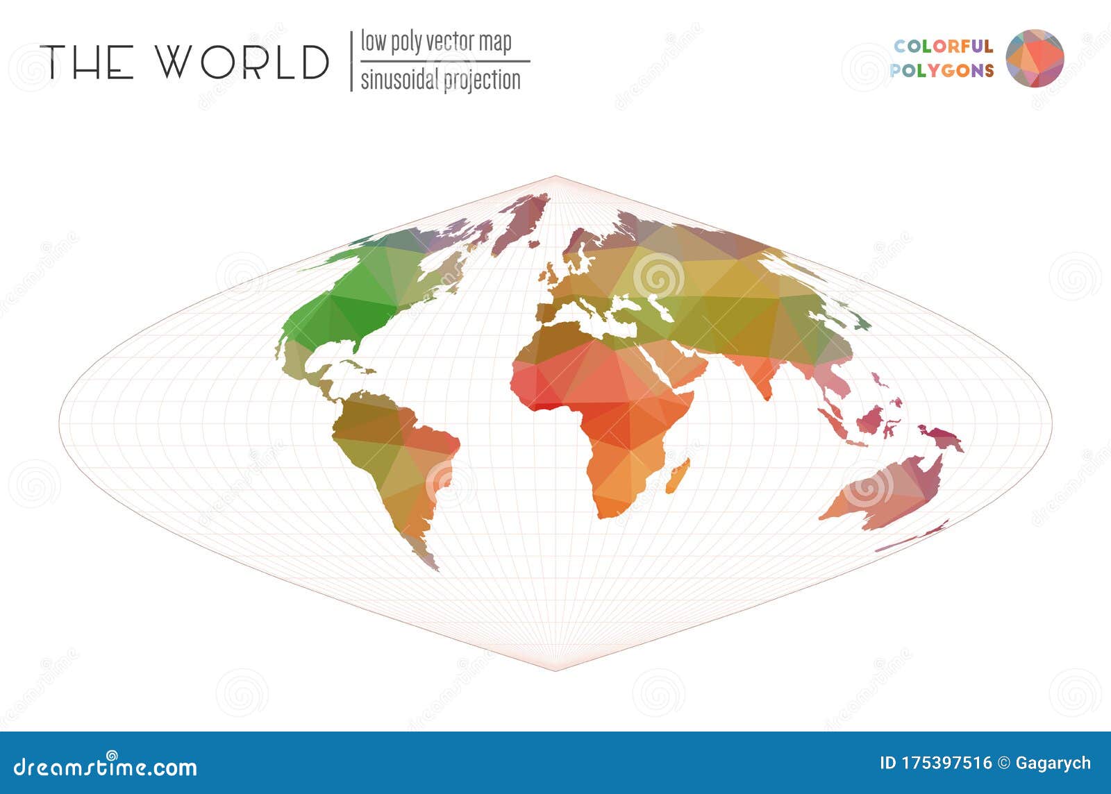 World Map. Sinusoidal Projection. Vector Illustration | CartoonDealer ...