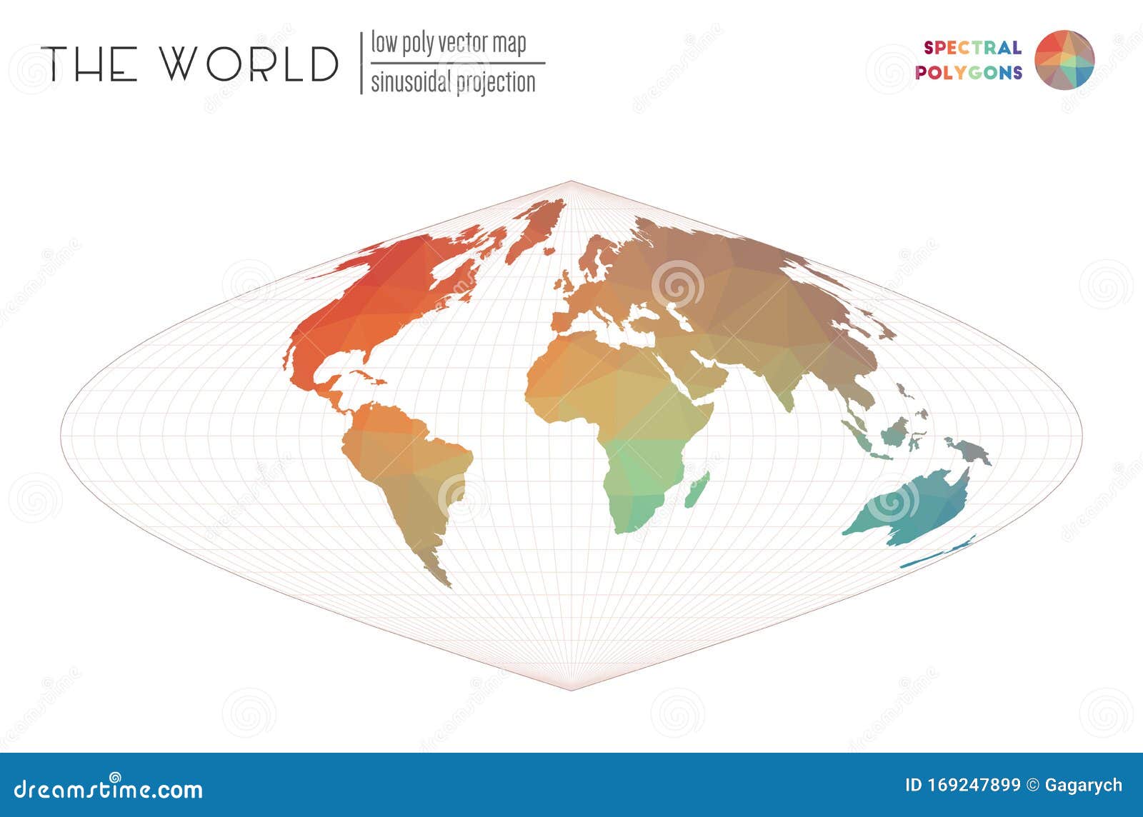World Map. Sinusoidal Projection. Vector Illustration | CartoonDealer ...