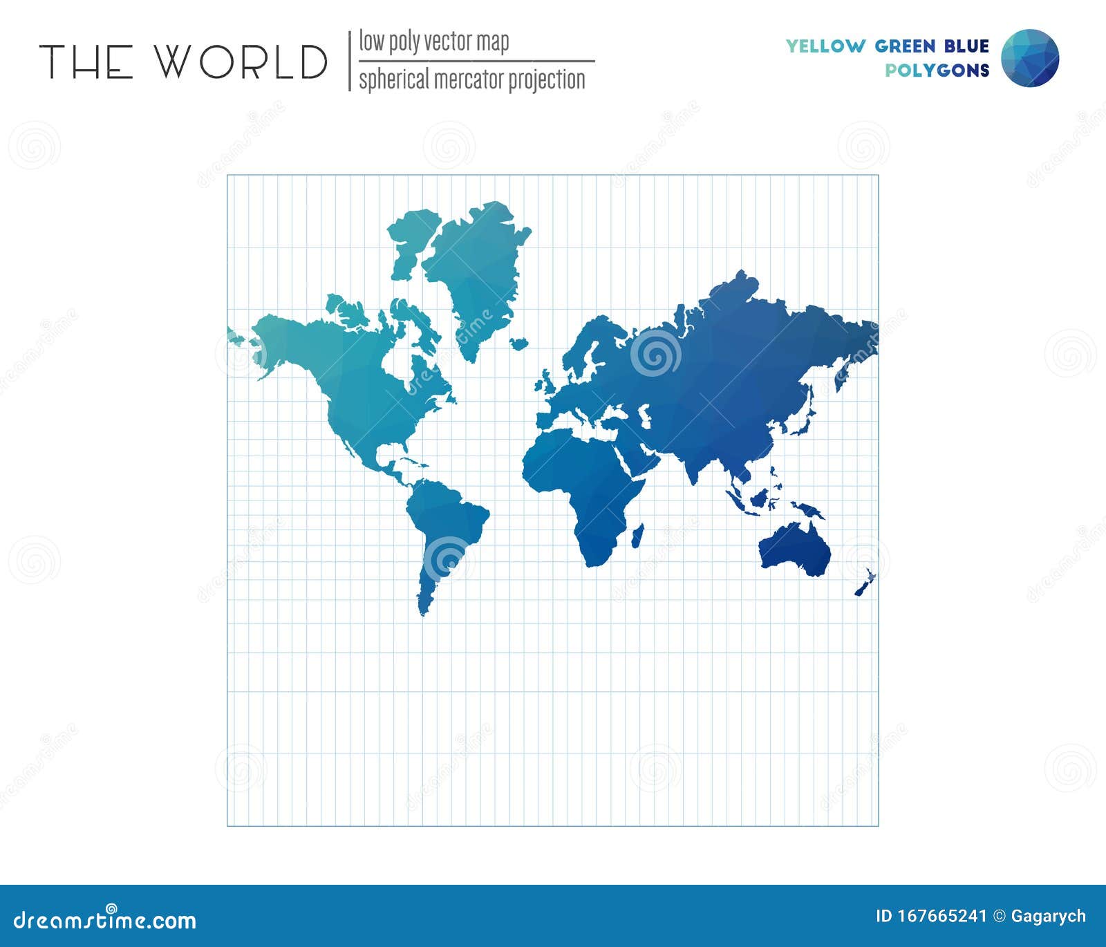Map Of The World. Spherical Mercator Projection. Cartoon Vector ...