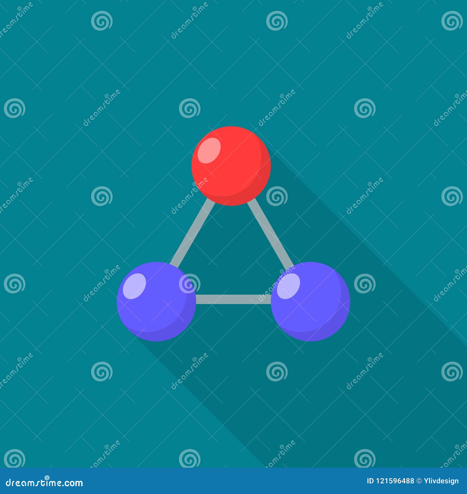 Triangular Molecule Icon, Flat Style Stock Vector - Illustration of ...