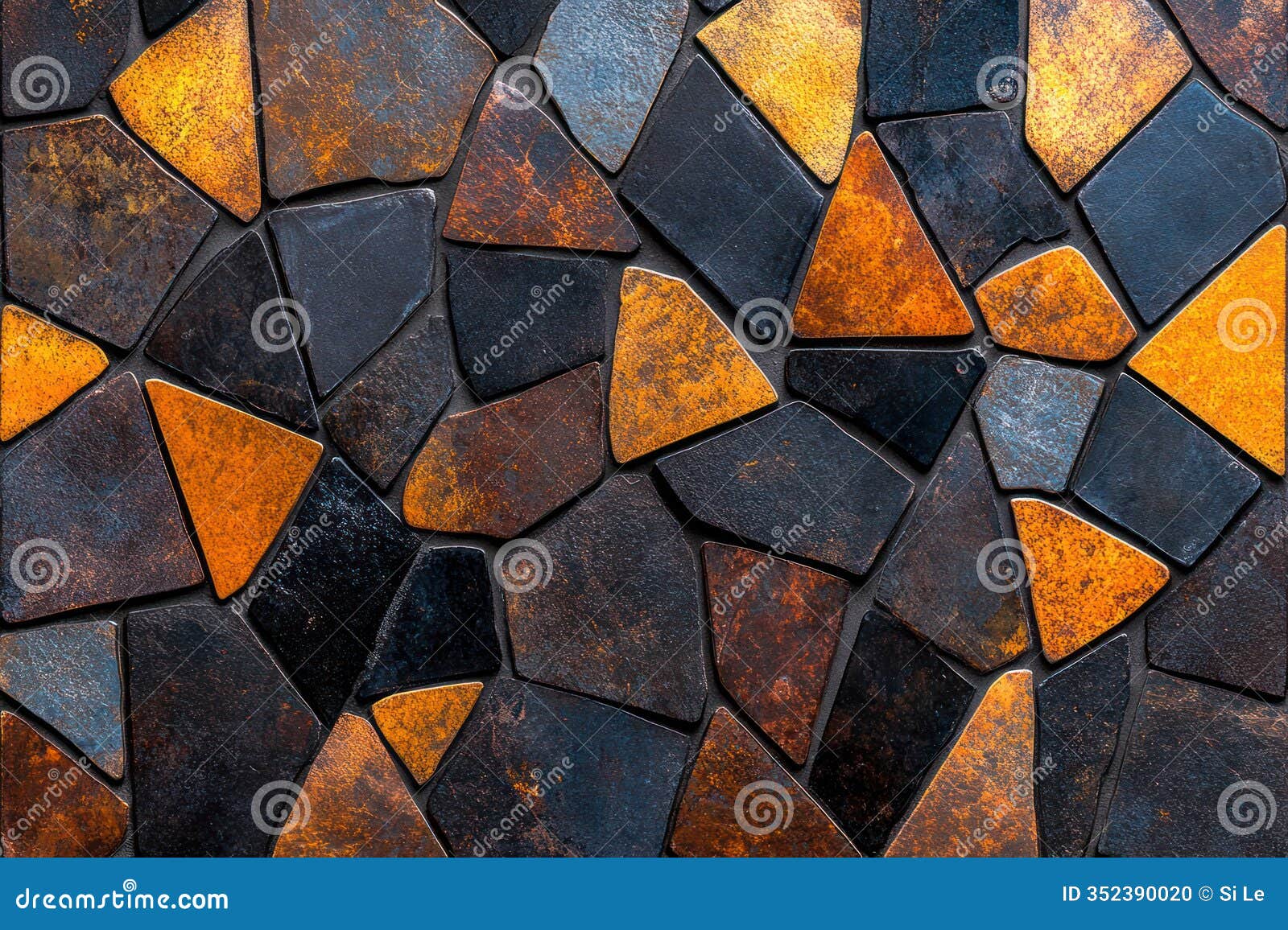 Triangular Mosaic Tile Wallpaper Texture With Metallic Fluted Triangles ...