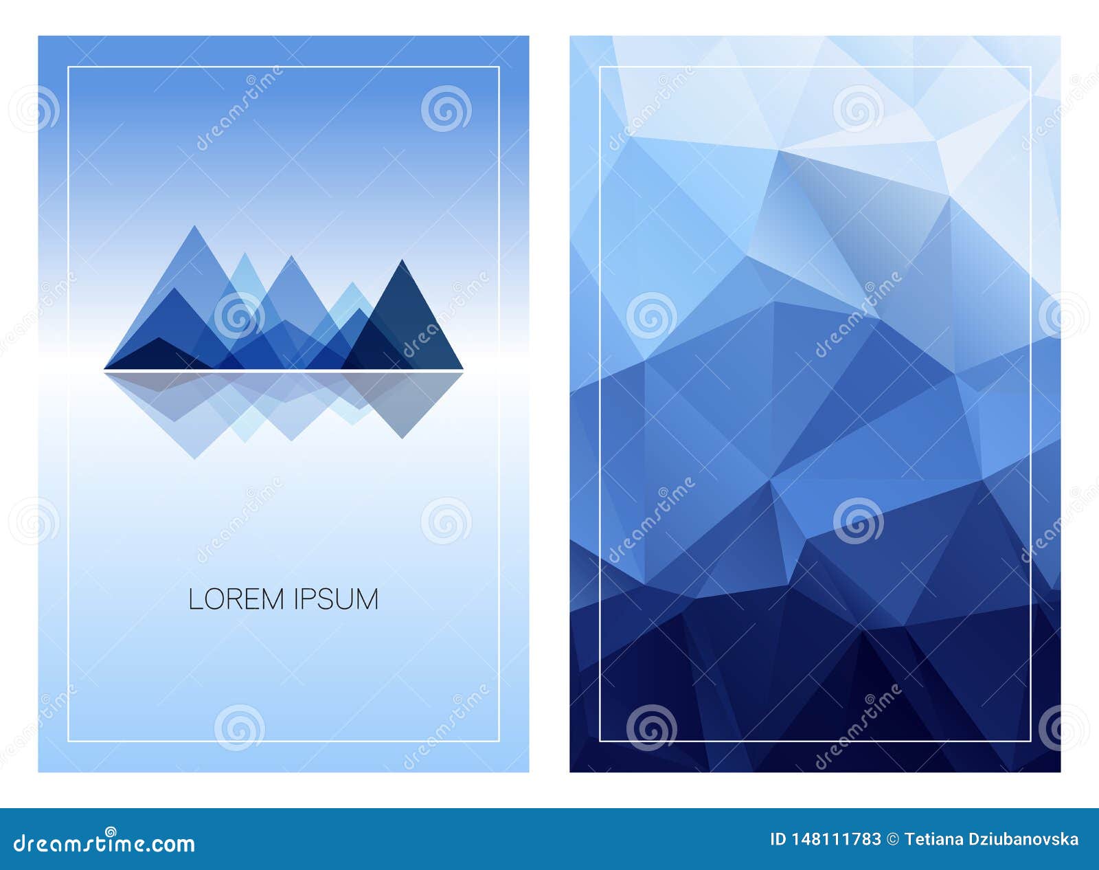 Triangular Mountain Ridges with Vertical Polygonal Background. Set of ...