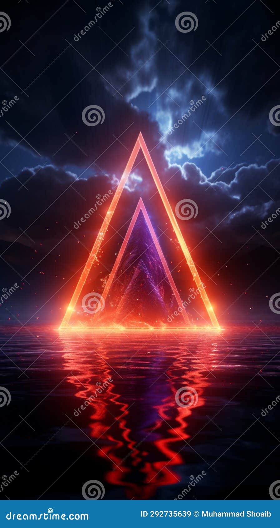 Triangular Neon Cosmos an Abstract 3D Rendering of the Universes ...