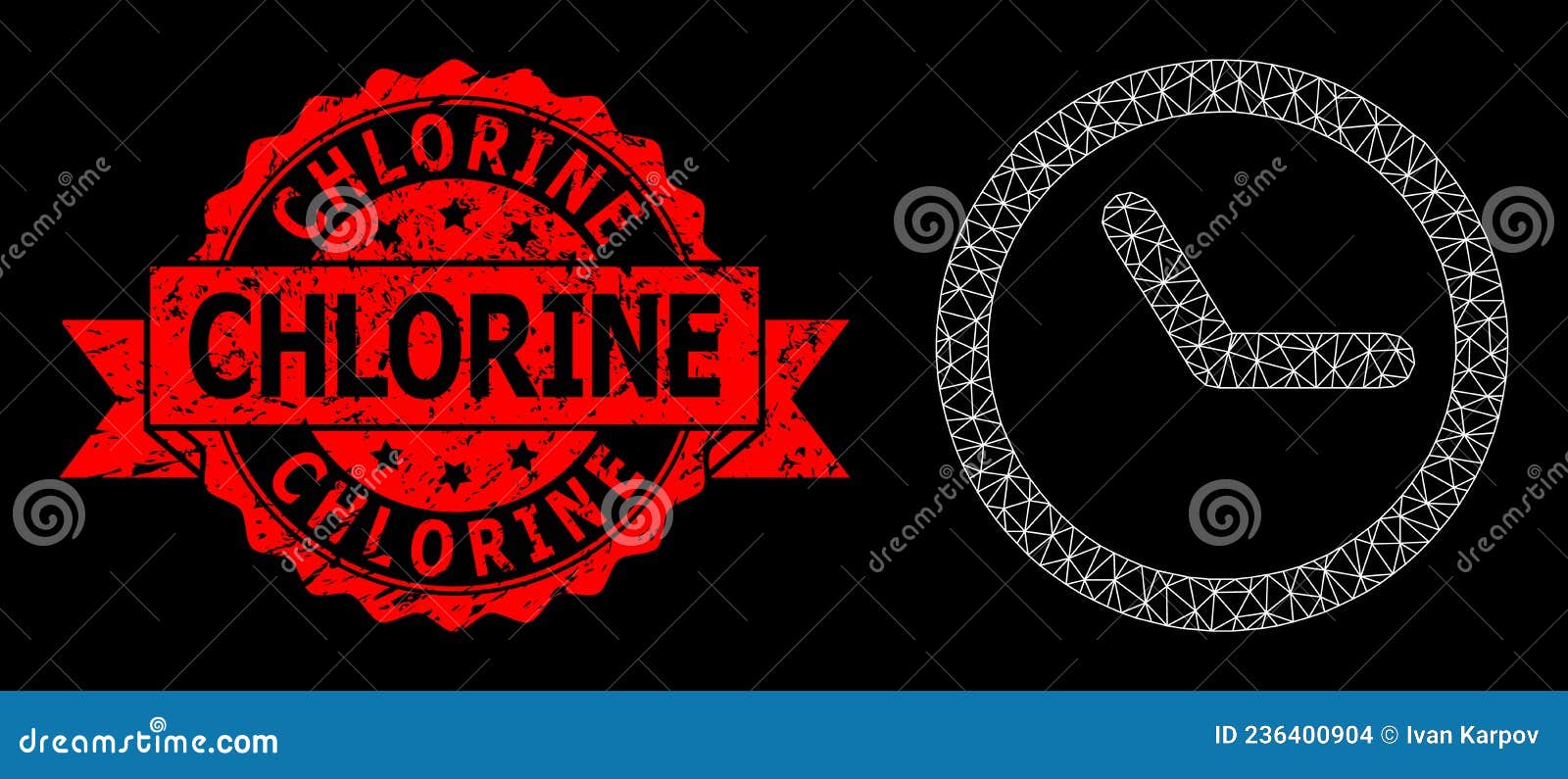 Triangular Net Mesh Clock Image with Scratched Chlorine Seal Stock ...