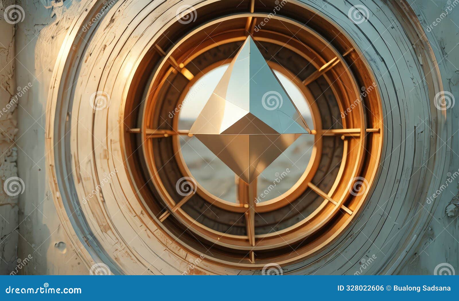 Triangular Object is Centered within Circular Frame, with Blurred ...