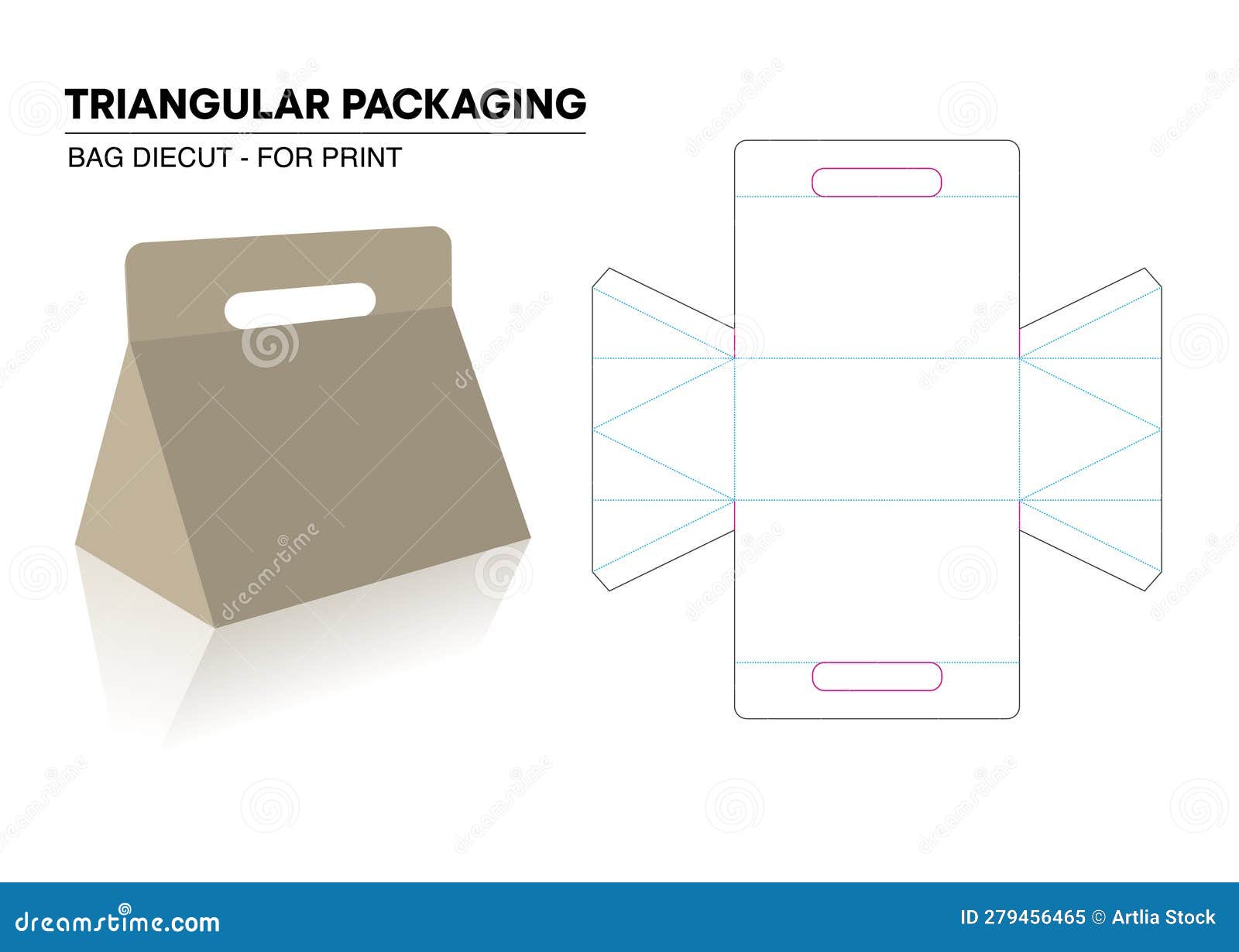 Triangular Packging Design 3d Preview and Ready for Print Diecut Stock ...