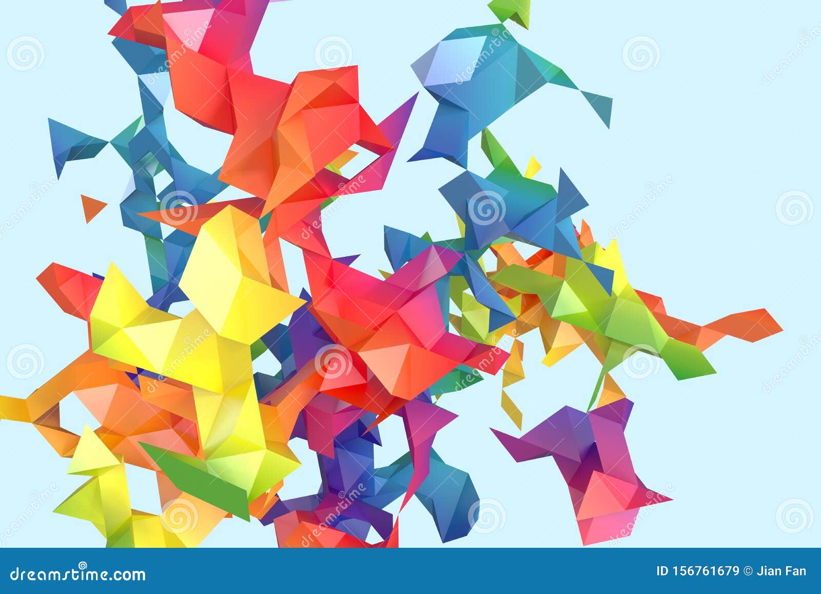 Triangular Paper with Creative Shapes, 3d Rendering Stock Illustration ...