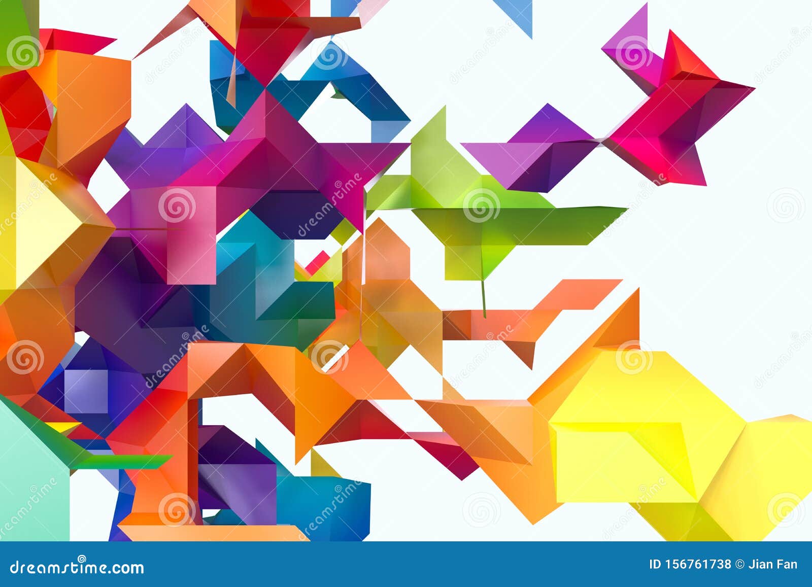 Triangular Paper with Creative Shapes, 3d Rendering Stock Illustration ...