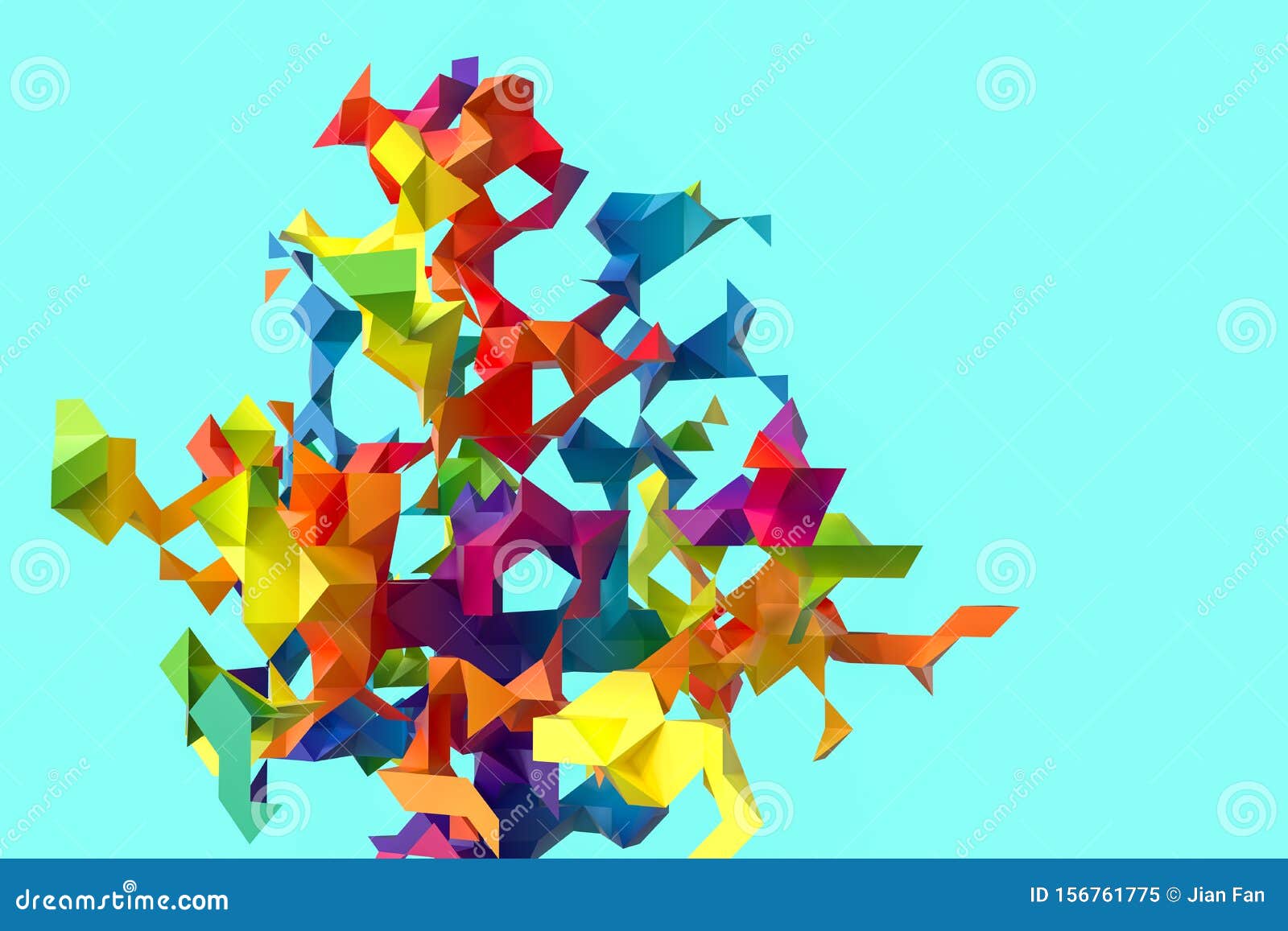 Triangular Paper with Creative Shapes, 3d Rendering Stock Illustration ...