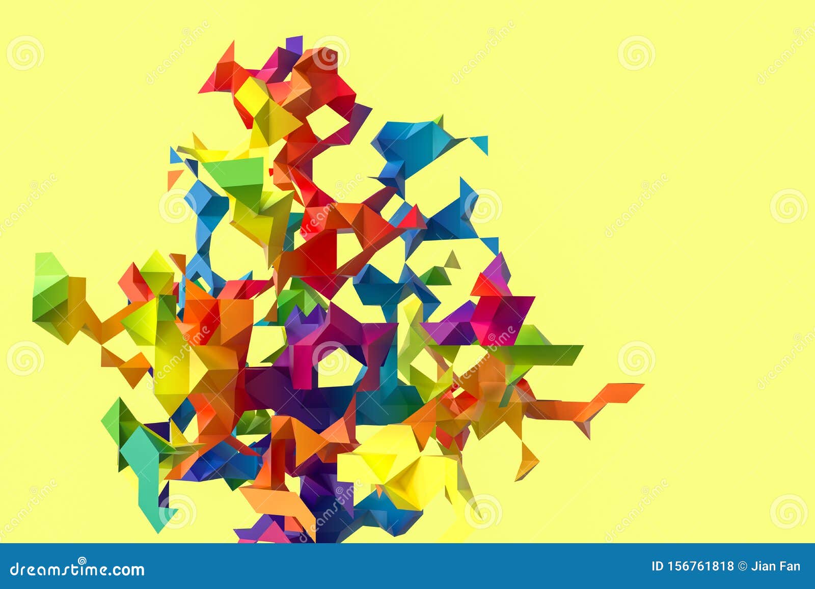 Triangular Paper with Creative Shapes, 3d Rendering Stock Illustration ...