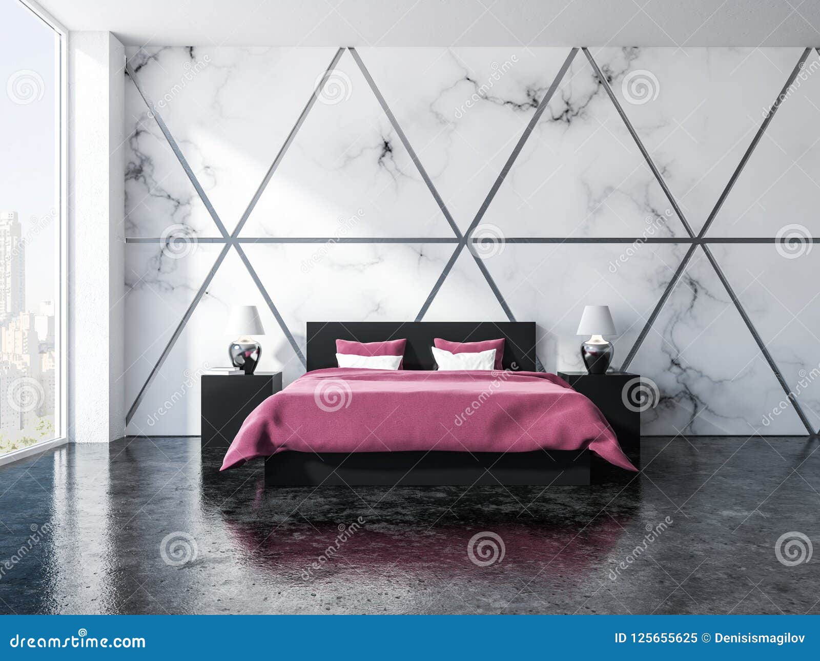 Marble Triangle Pattern Bedroom Interior Stock Illustration ...