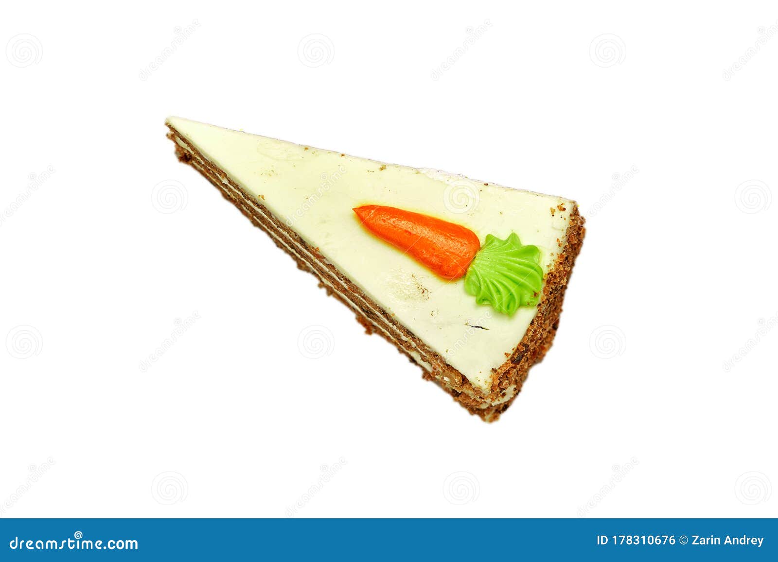Triangular Piece of Carrot Cake with Cream. Fresh Pastries, Top View ...