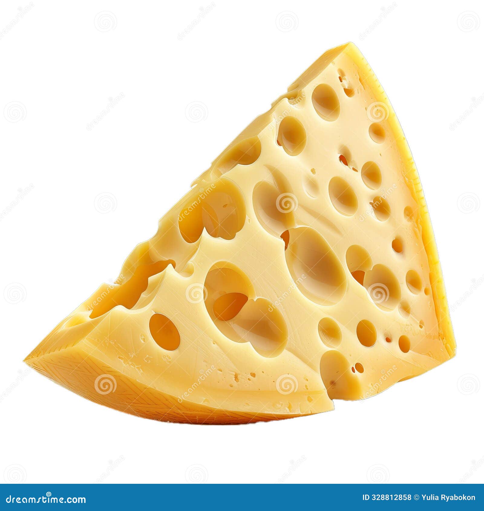 Triangular Piece of Swiss Cheese Isolated on White Background Stock ...