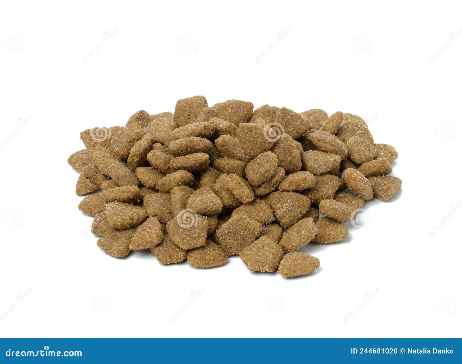 Triangular Pieces of Animal Food on a White Background. Pile of ...
