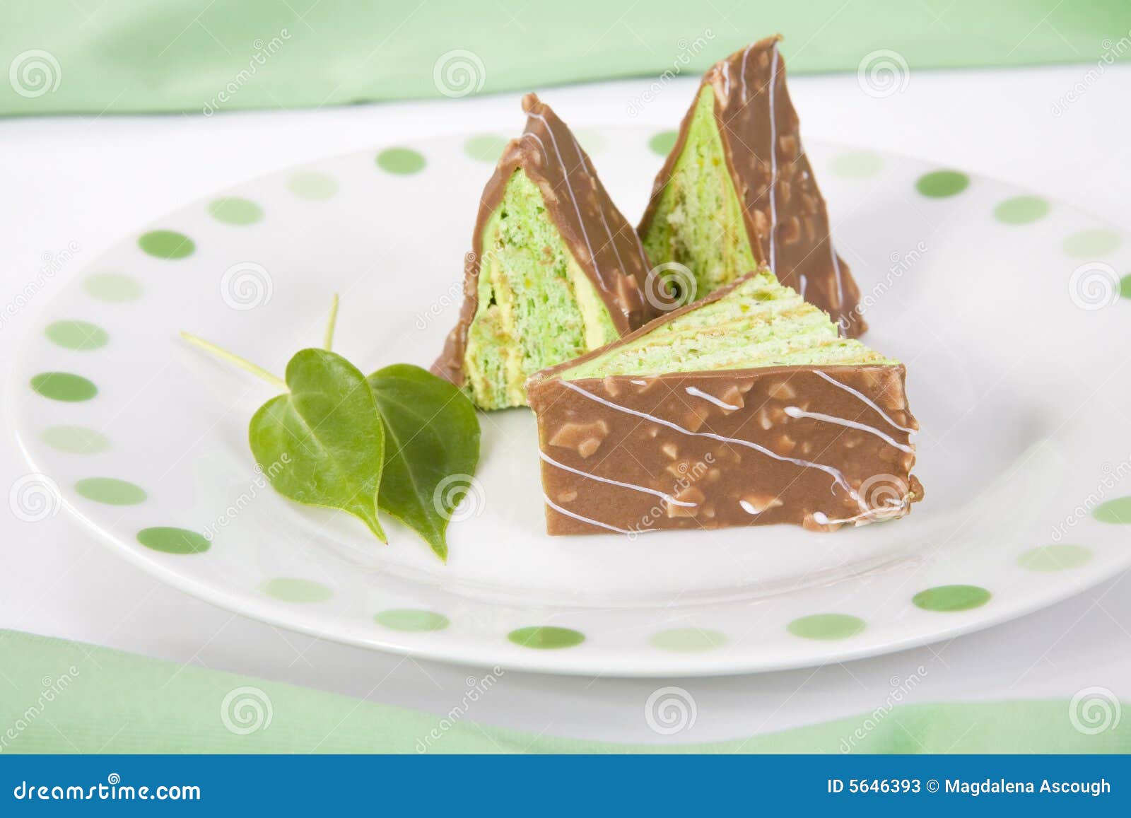 Triangular Pieces of Cake with Chocolate on a Stock Image - Image of ...