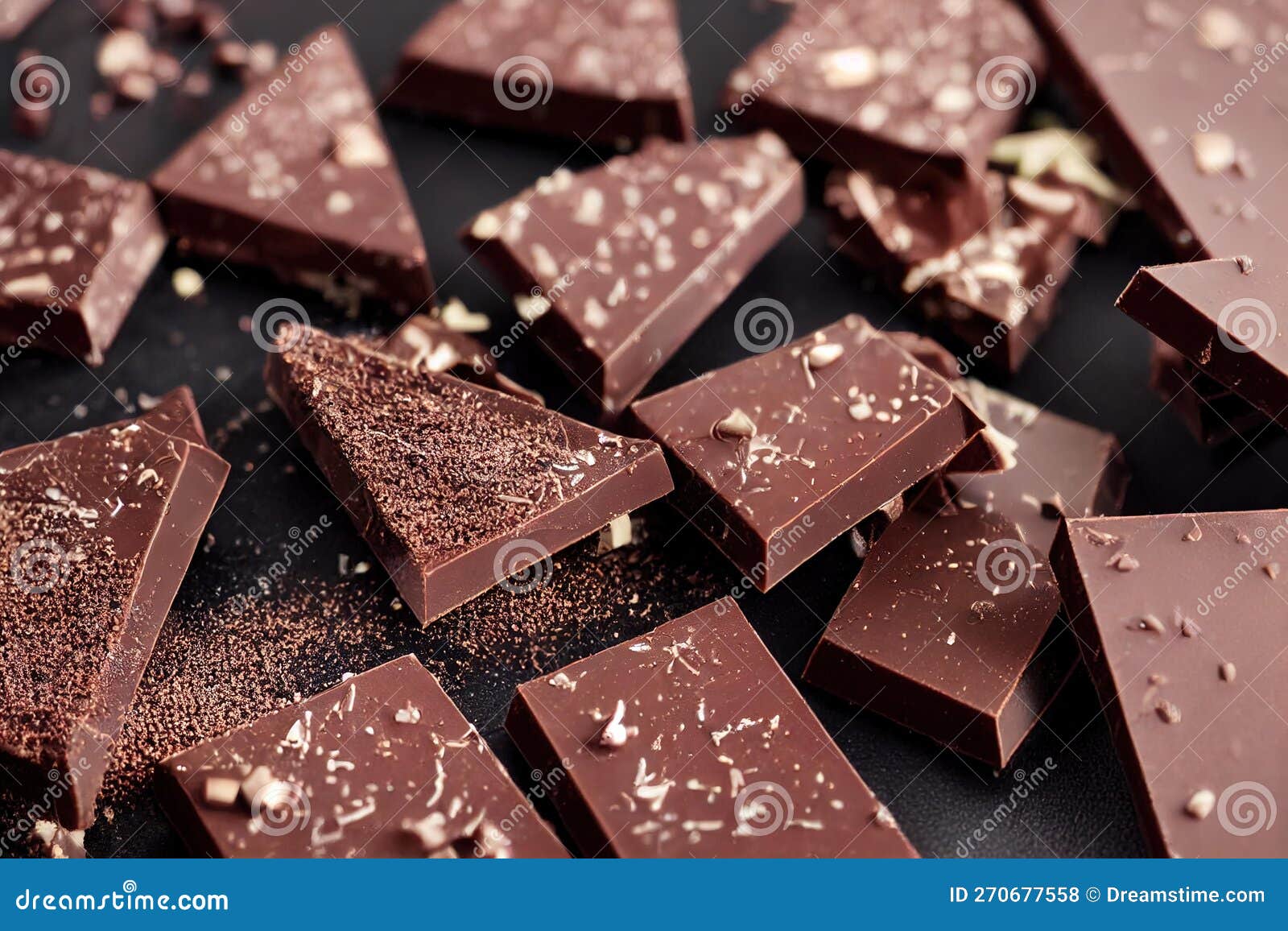 Triangular Pieces of Chocolate with Waffle and Nut Crumbs in Cocoa on ...